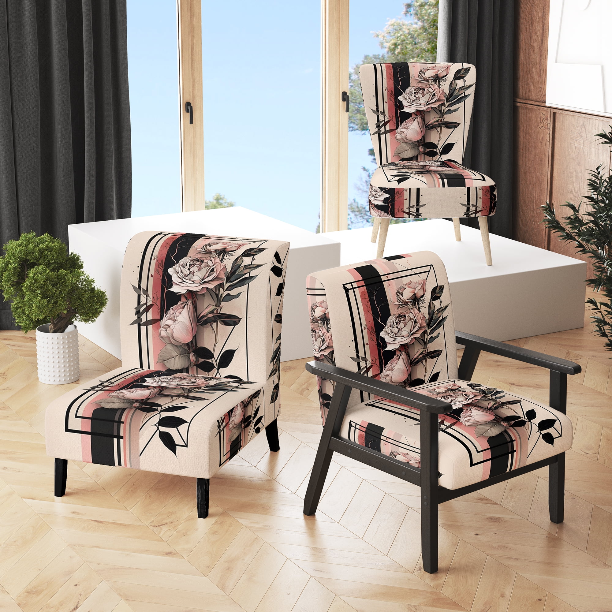 Designart "Hyperrealistic Minimalism Abstract Roses I" Upholstered ...