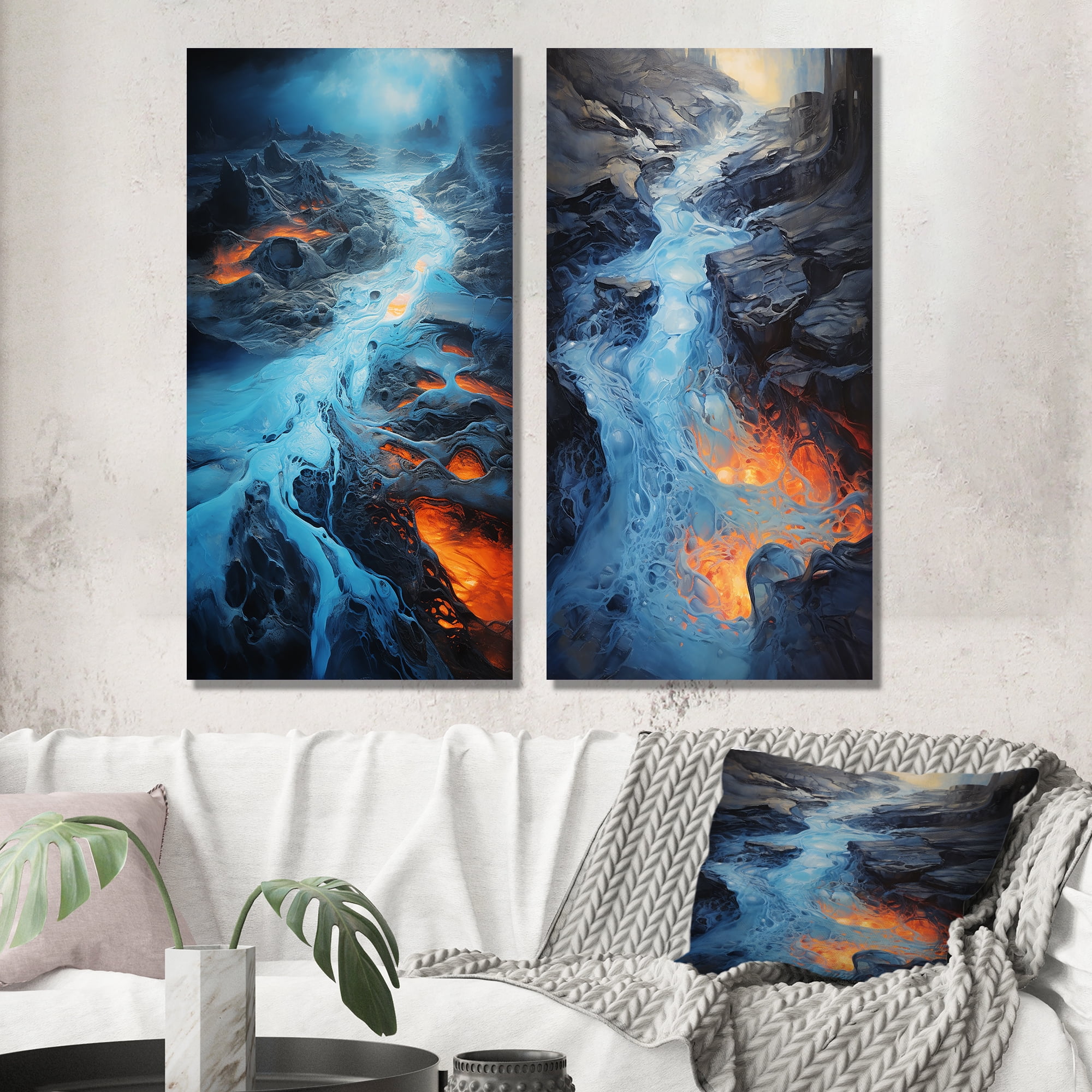 Designart "Icelandic Wonderland Wild Blue Lava River II" Meadow Wall ...