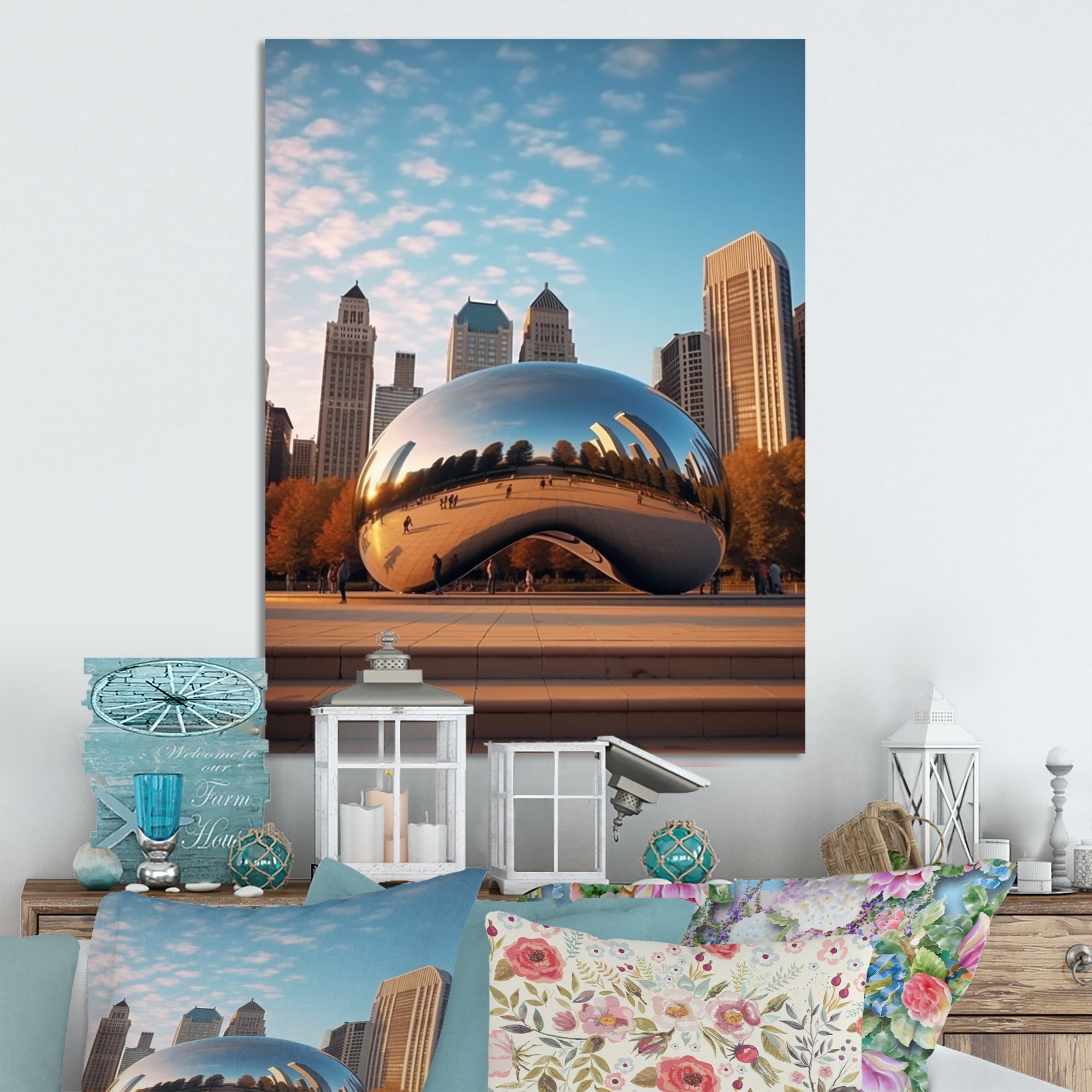 Designart "Iconic Skyline of Chicago I" Illinois Metal Wall Decor ...