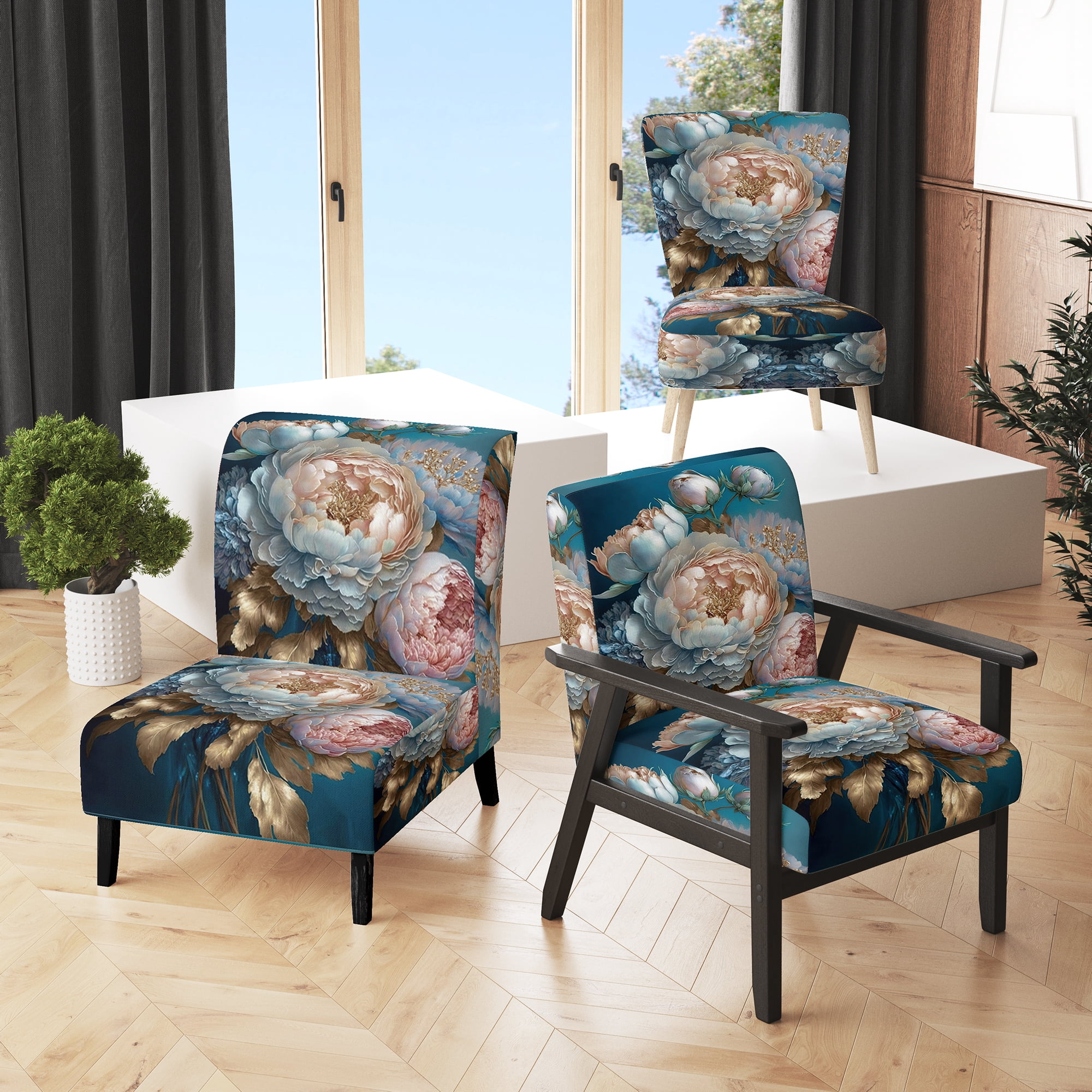 Designart "Icy-Toned Floral Arrangement" Blue Floral & Botanical ...