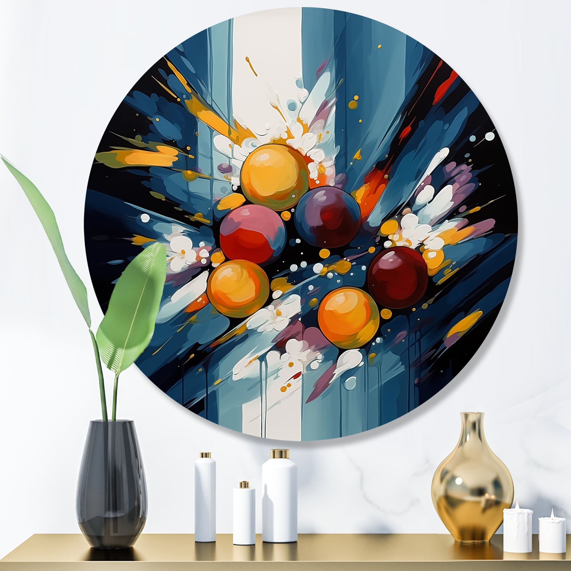Designart "Illusory Geometry I" Modern Geometric Metal Round Wall Decor ...