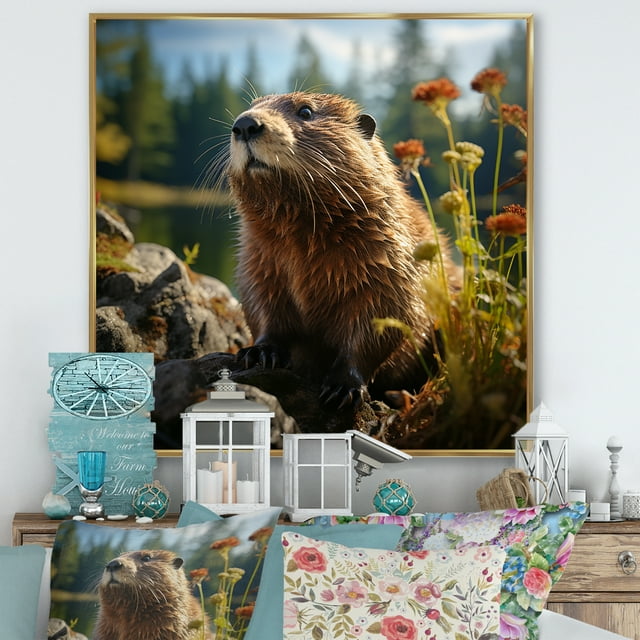 Designart "Illustrating A Beaver In The Forest" Animals Beaver Floater ...