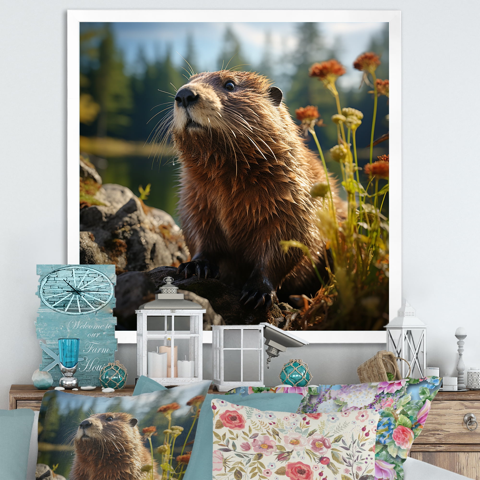Designart "Illustrating A Beaver In The Forest" Animals Beaver Picture ...