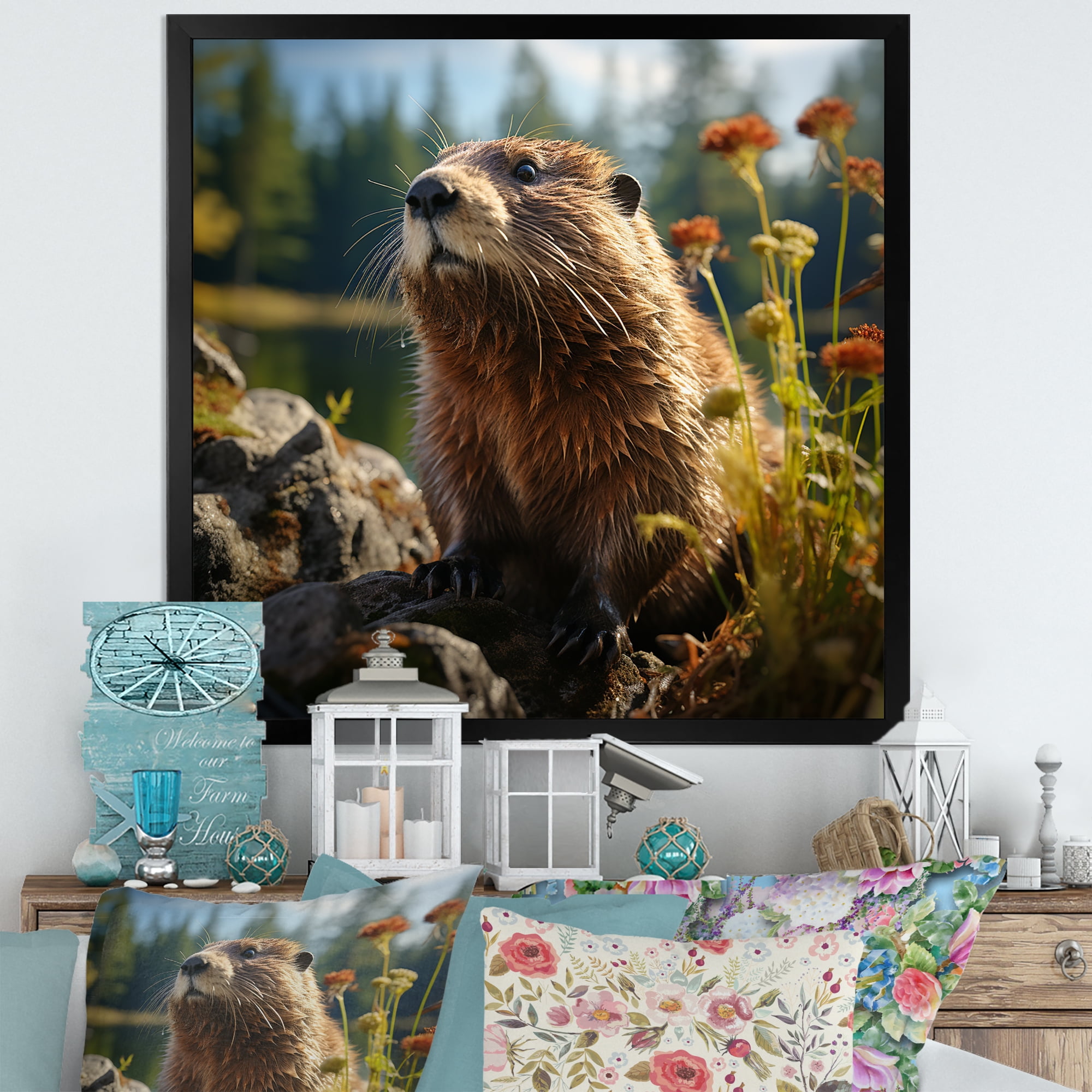 Designart "Illustrating A Beaver In The Forest" Animals Beaver Picture ...