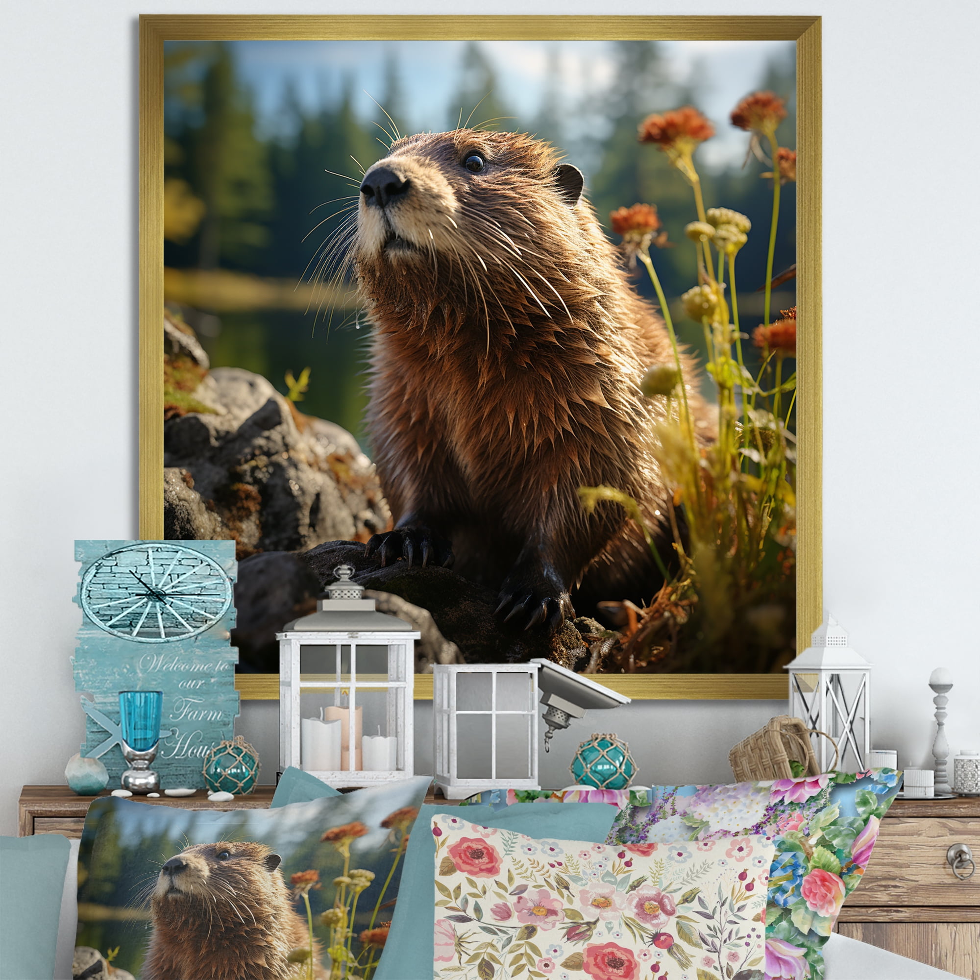 Designart "Illustrating A Beaver In The Forest" Animals Beaver Picture ...