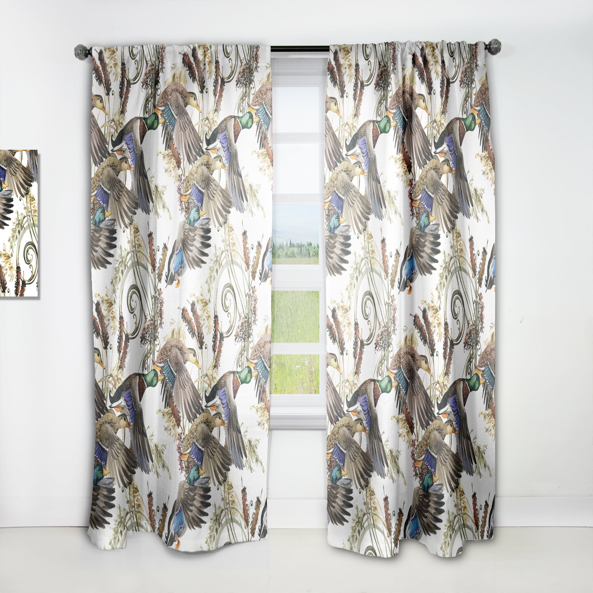 Designart 'Illustration Of Colored Duck On White' Animals Curtain Panel ...