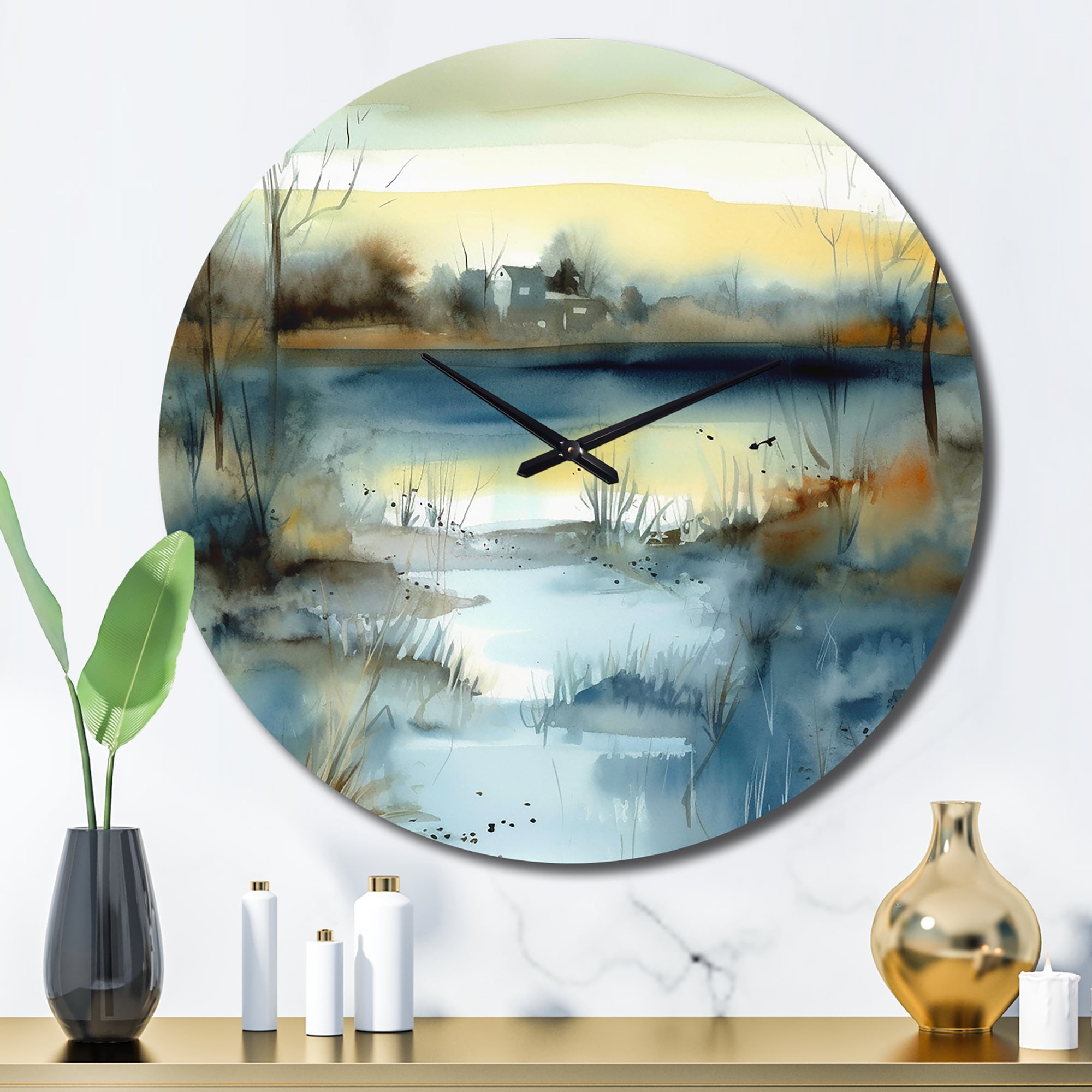 Designart "Illustration of a Summer Lake Landscape I" Landscapes ...