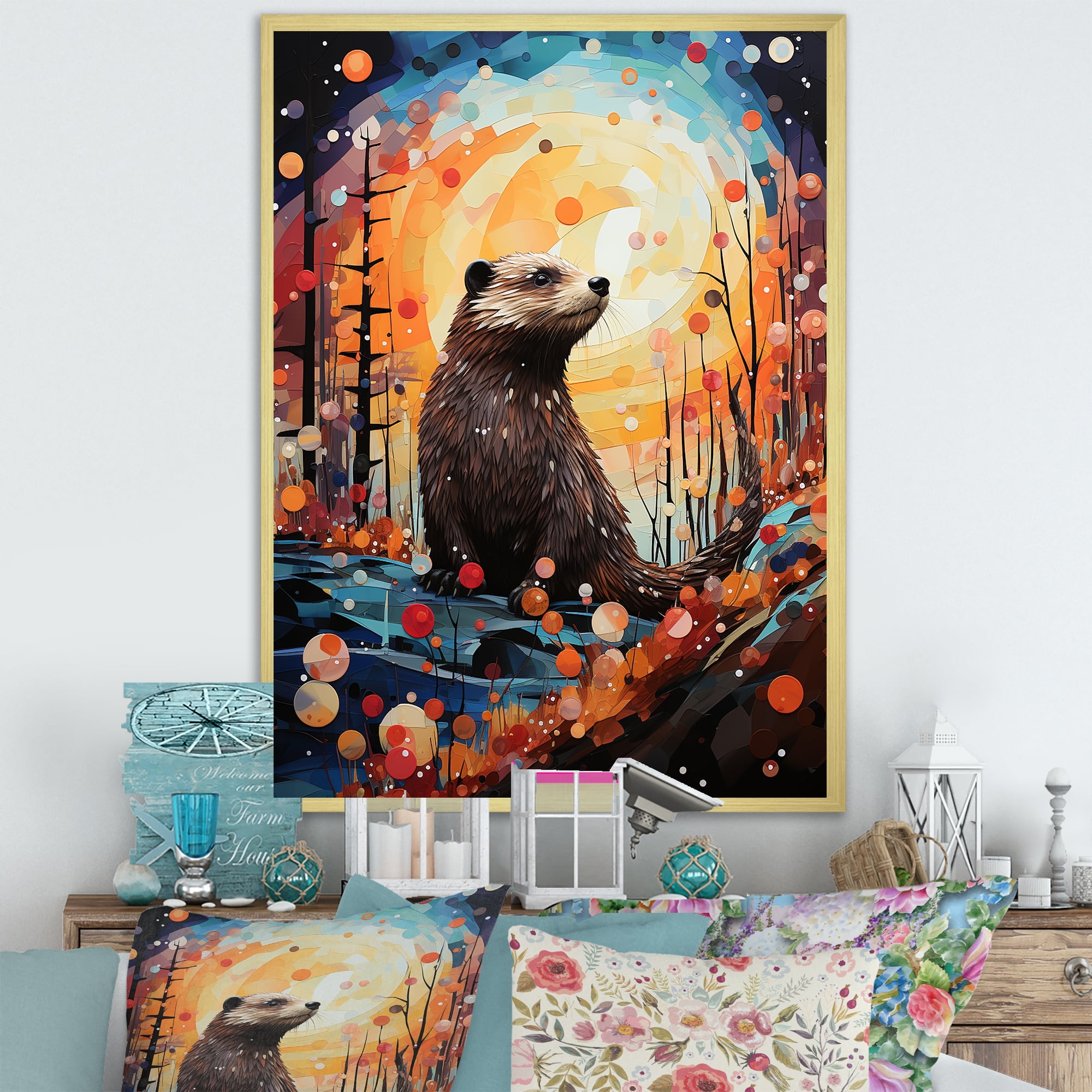 Designart "Imaginary Beaver Woodland" Animals Beaver Picture Framed ...