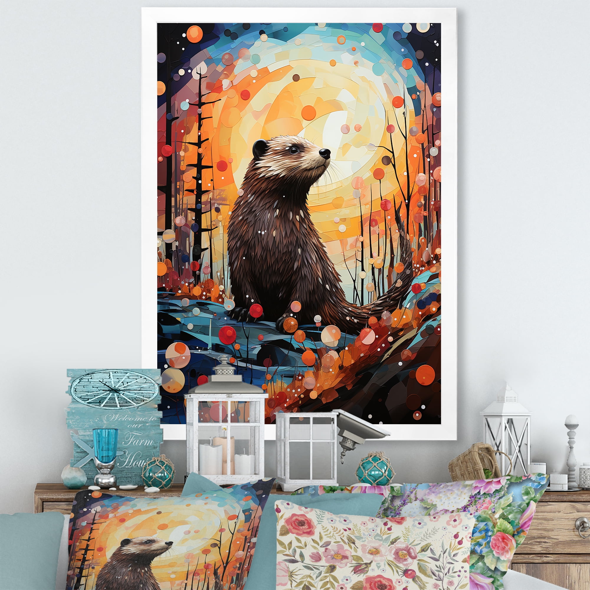 Designart "Imaginary Beaver Woodland" Animals Beaver Picture Framed ...
