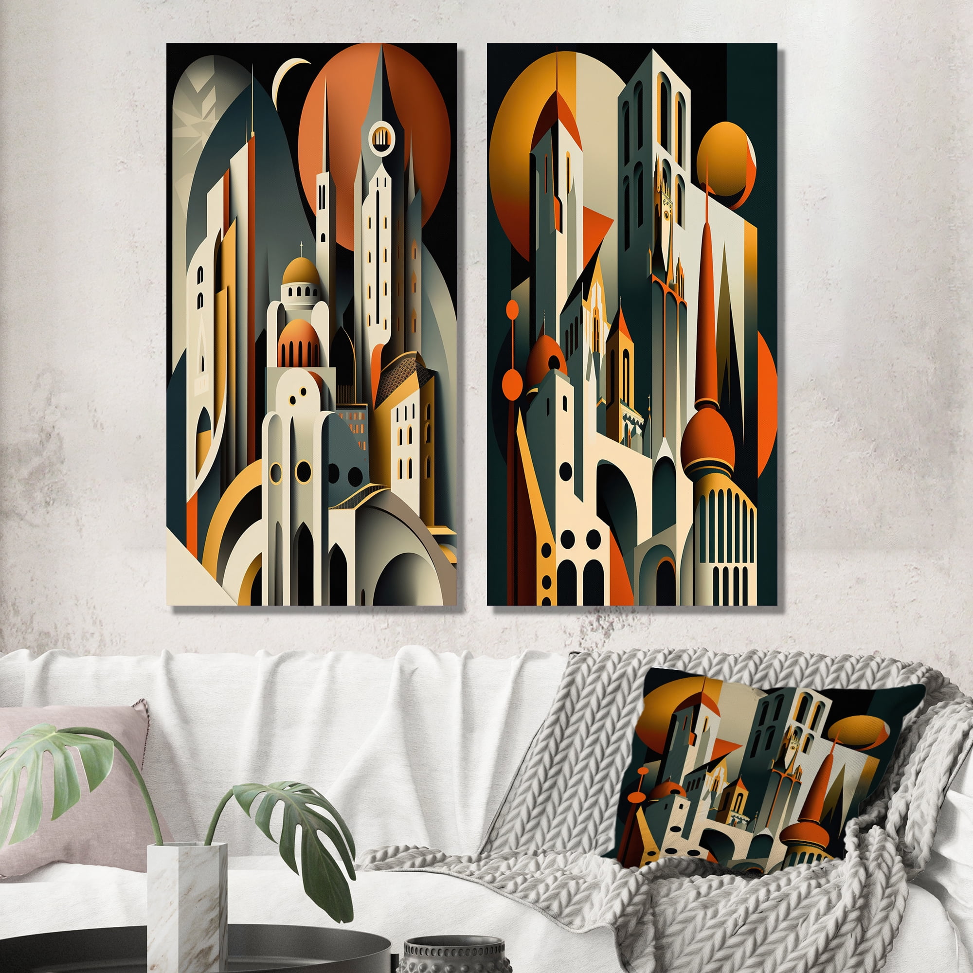 Designart "Imaginative and Fantastical Cityscape III" City Buildings ...