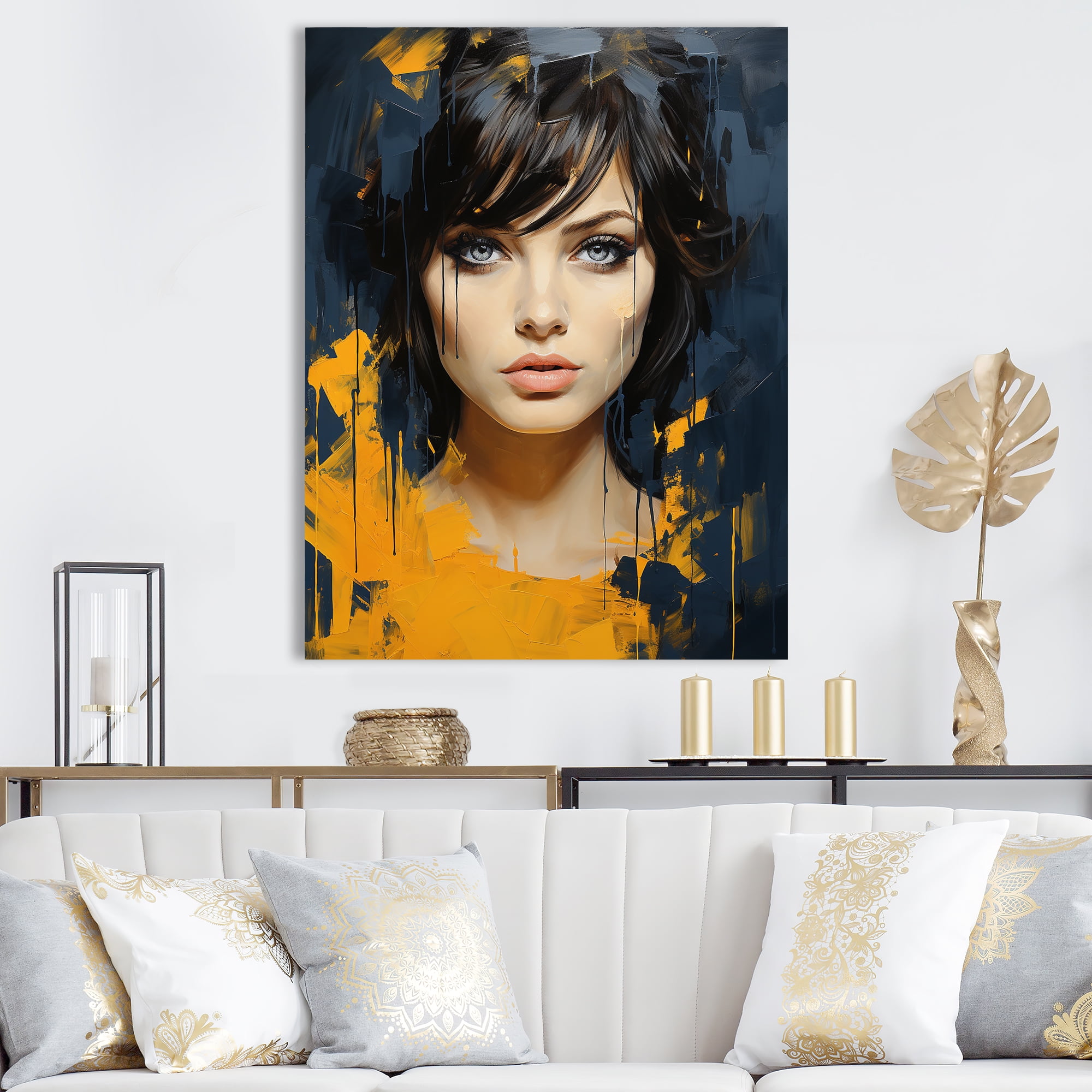Designart "Imbruglia In Blue Indigo Portrait" Boho Woman Wall Decor ...