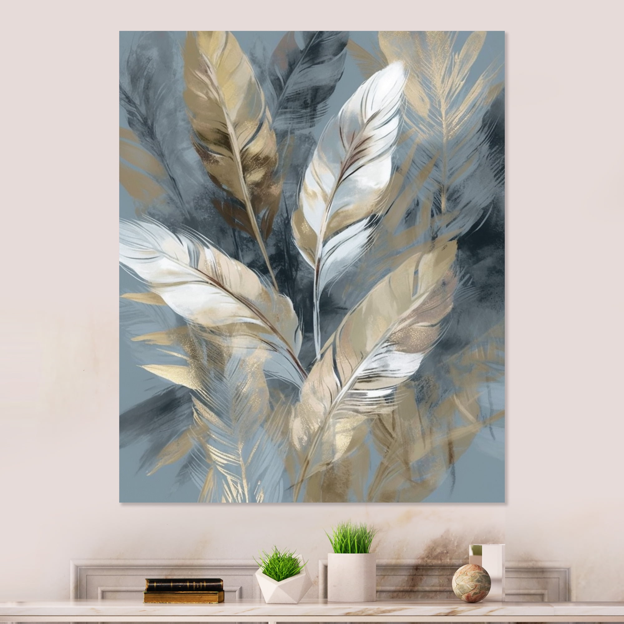 Designart "Impressions Of Bohemian Energy Gold And Grey II" Boho ...