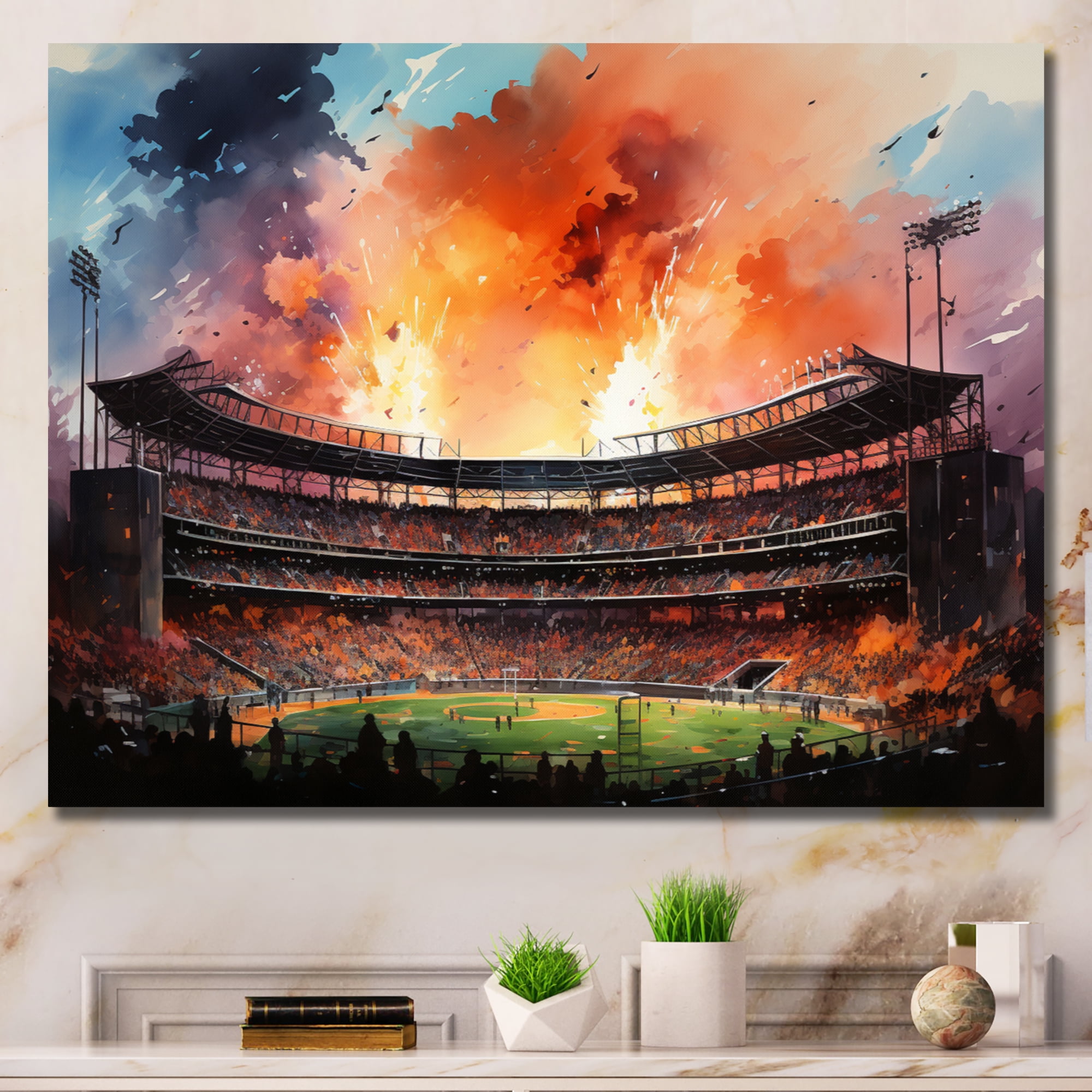 Designart "In Spotlight Sport Stadium wall art I" Architecture Canvas ...