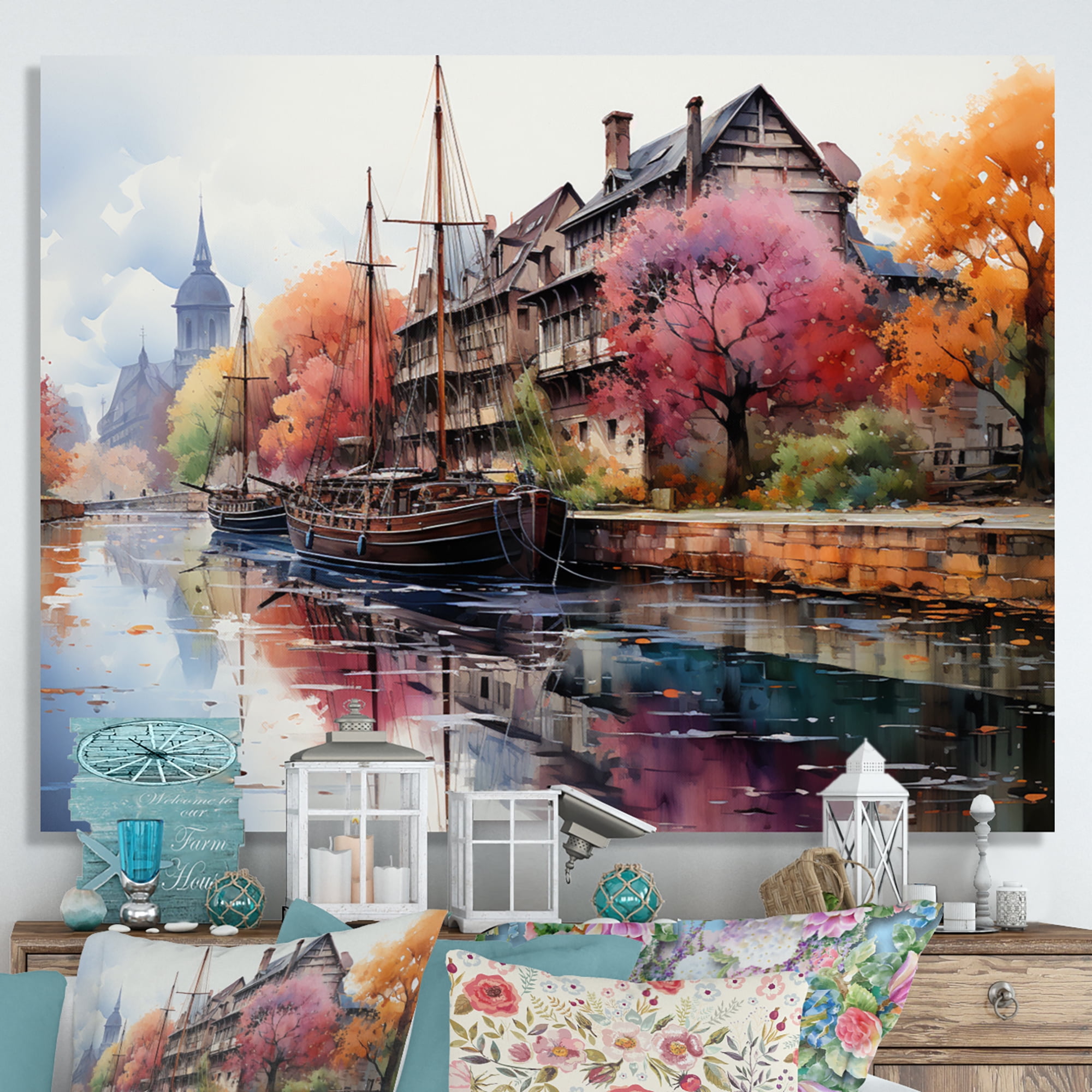 Designart "In Strasbourg French Canal wall art I" Cityscapes Wall Decor ...
