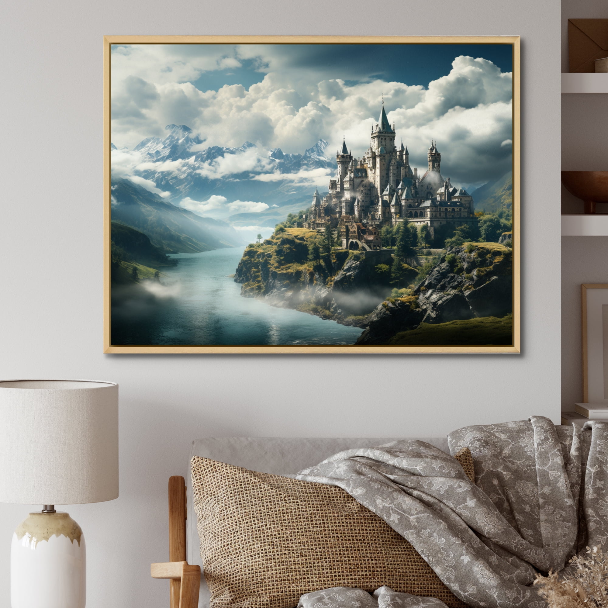 Designart "In The Castles Castle wall art" Architecture Floater Framed ...
