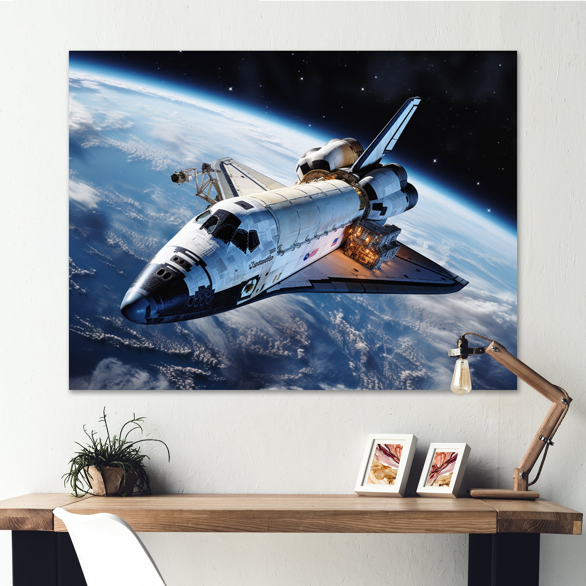 Designart "In the Space Shuttle s Journey I" Space Shuttle Wall Art ...
