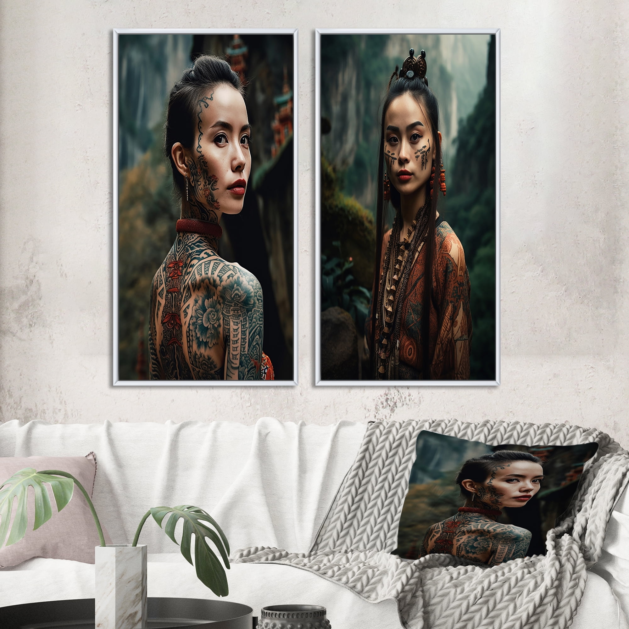 Designart "Indigenous Chinese Tribal Woman I" Asian Woman Framed Wall ...