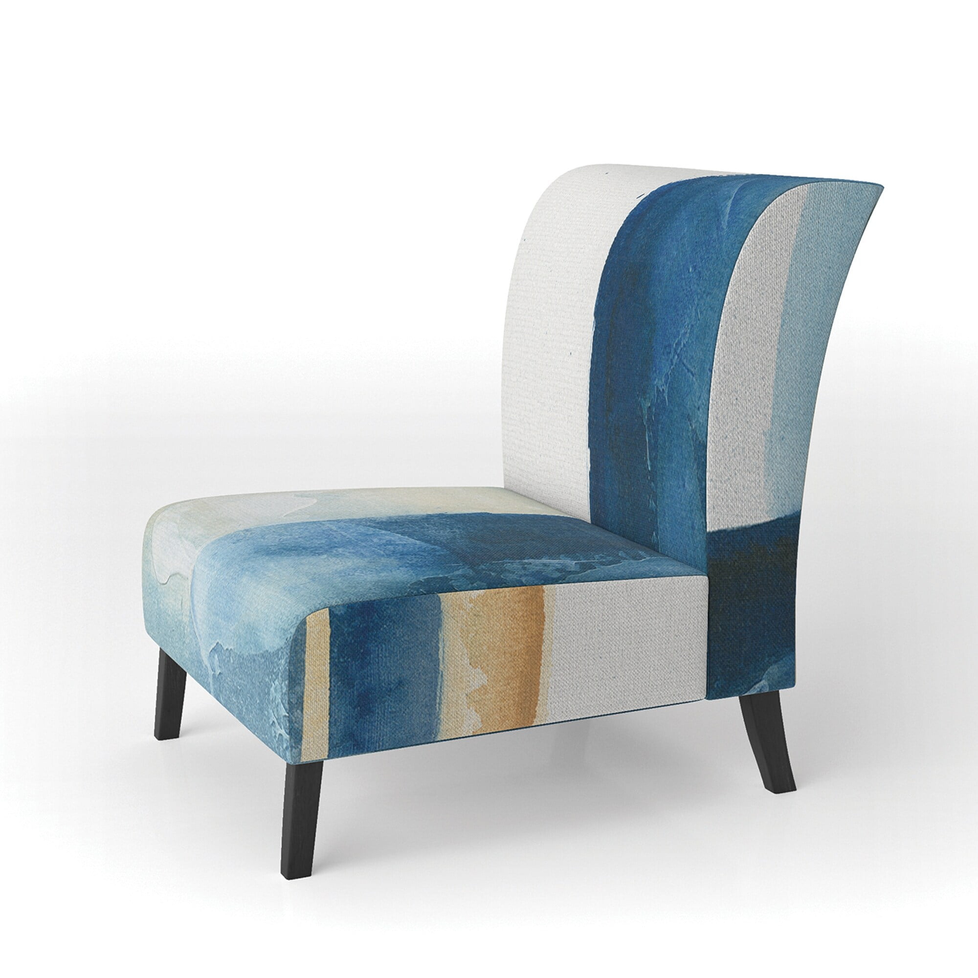 Designart "Indigo Panel IV" Upholstered Glam Modern Accent Chair - Arm ...