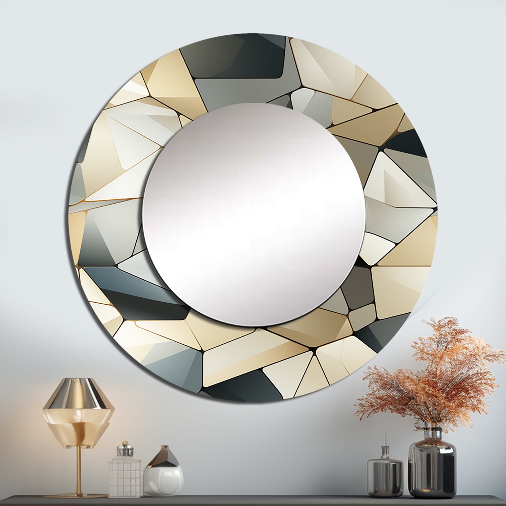 Designart "Industrial Geometric Tessellations In Blue Haze" Geometric ...