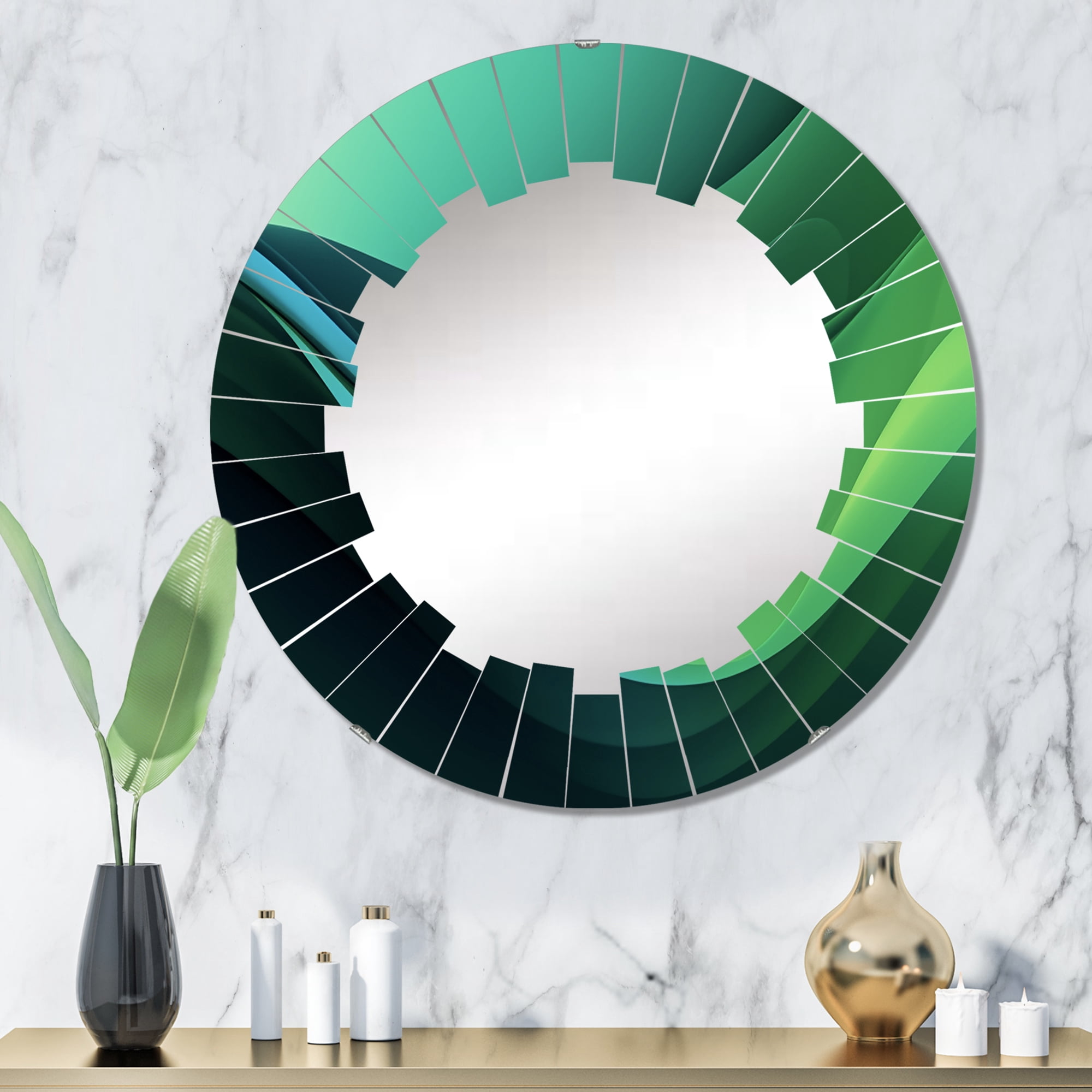 Designart "Infinite Crests Green Fractal Abstraction" Fractals Round ...