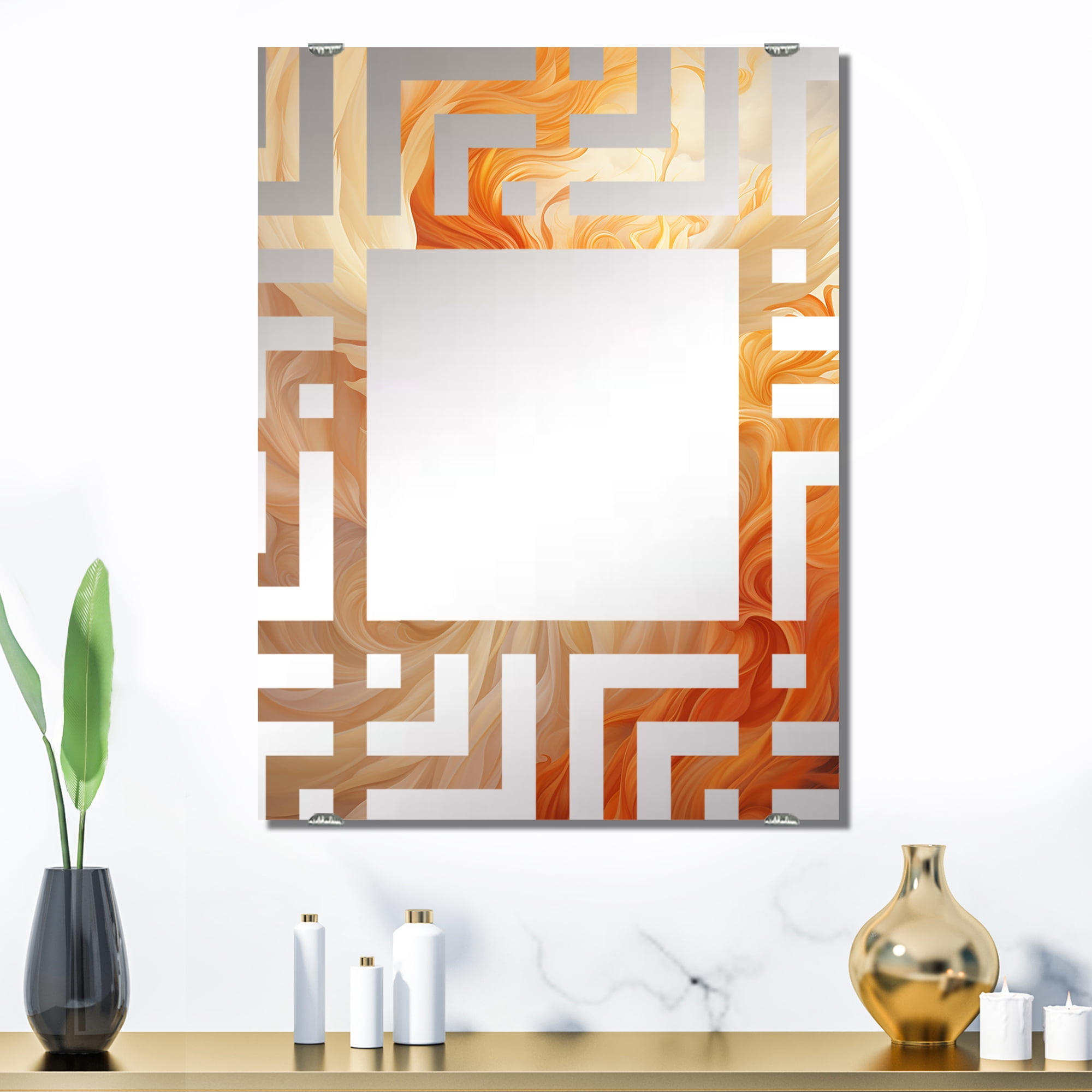 Designart "Infinite Dimensions in Beige and Orange" Abstract Collages ...