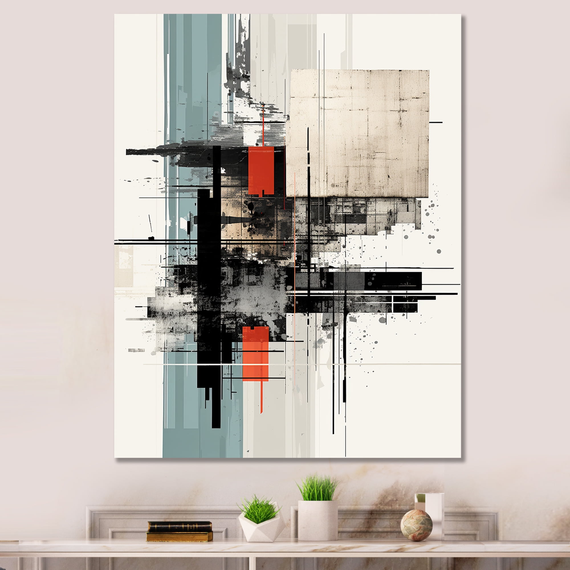 Designart "Infinite Dimensions in Black and Blue" Abstract Canvas Wall ...