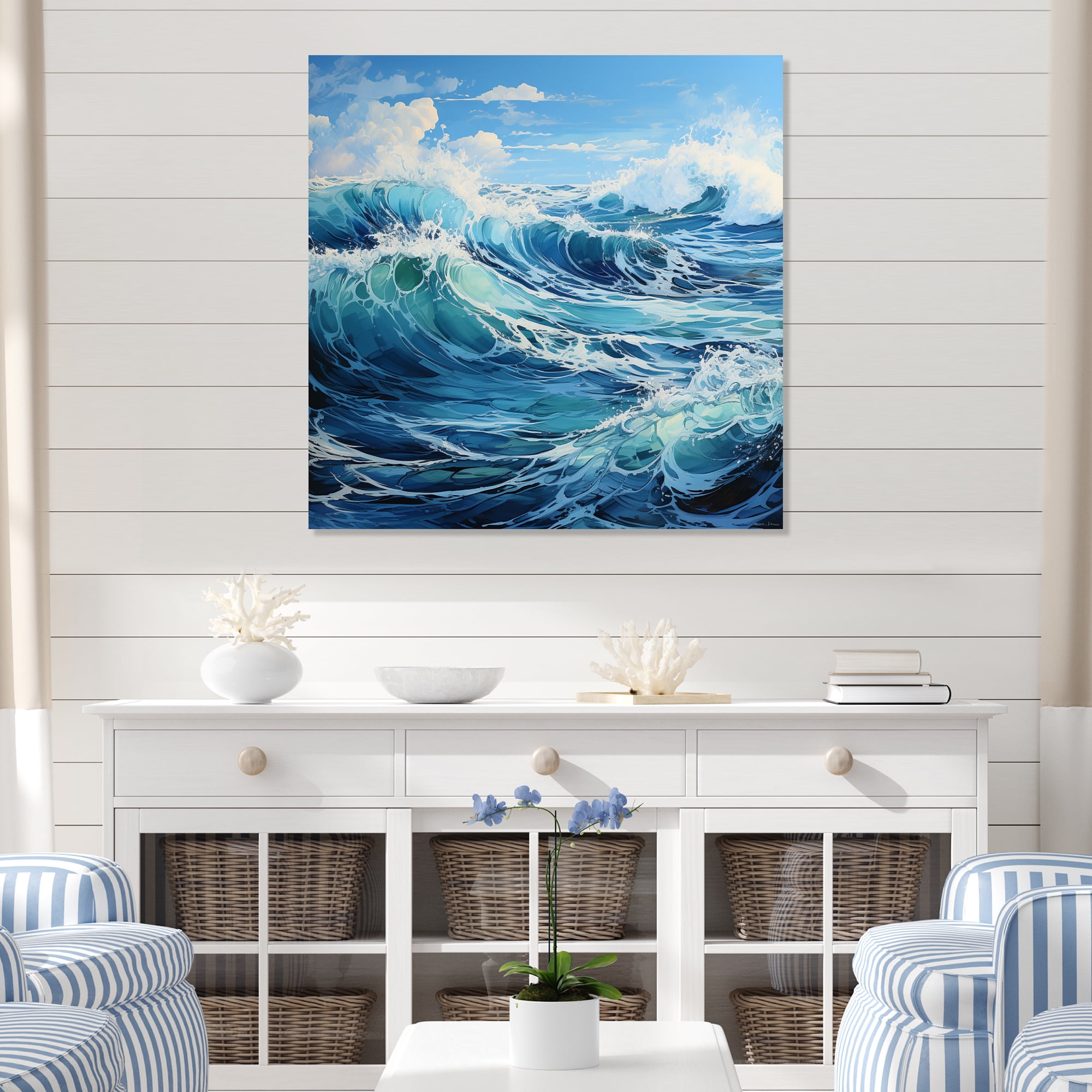 Designart "Infinite Sapphire Ocean I" Nautical & Beach Metal Wall Art ...