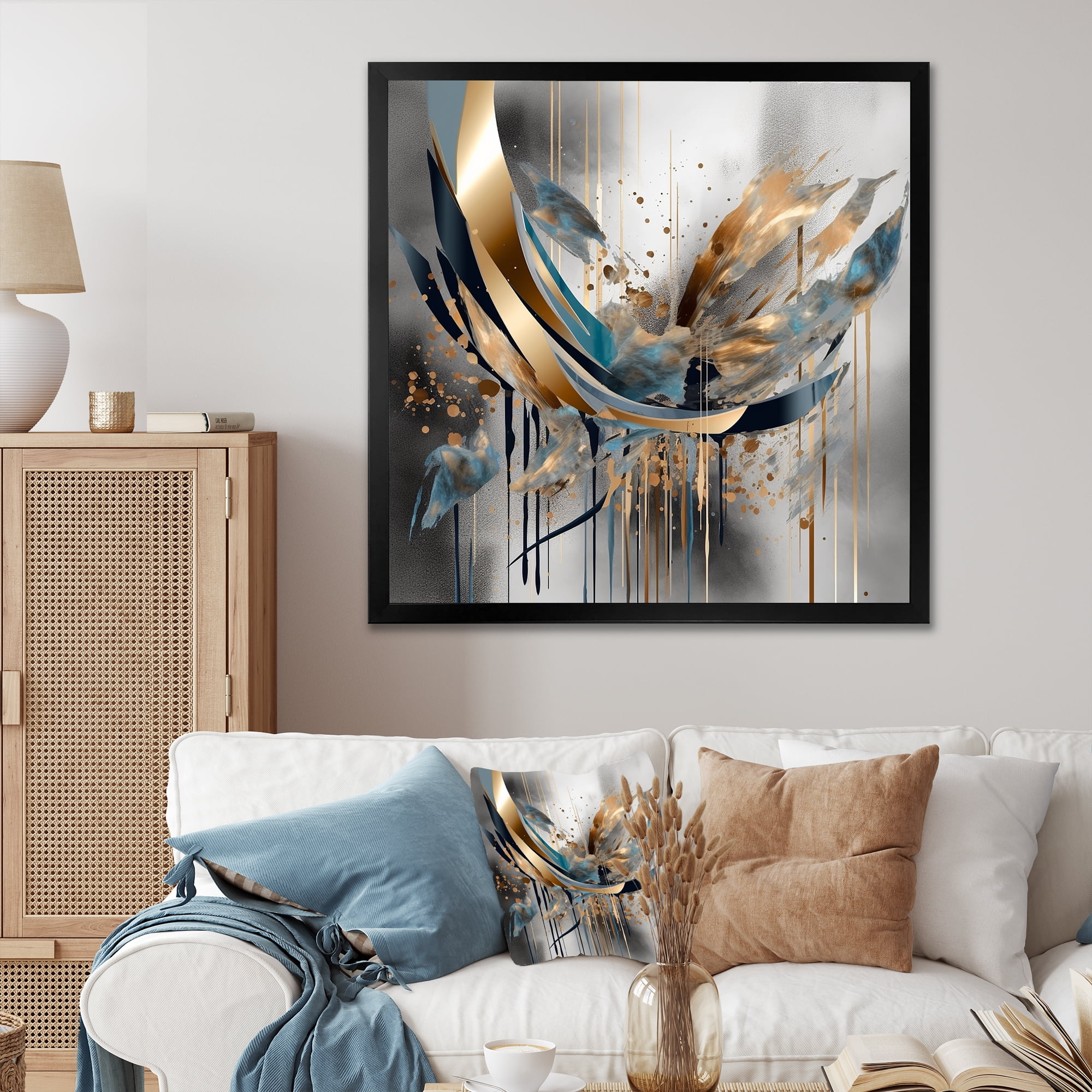 Designart "Infinity Lines and Abstract Shapes II" Abstract Framed Wall ...