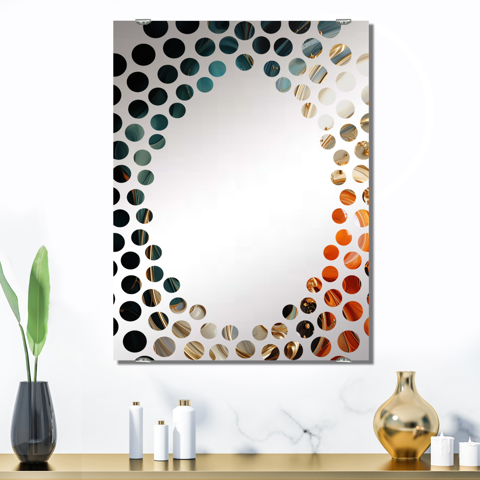 Designart "Ink Storm White, Blue, and Orange Fusion IV" Abstract ...