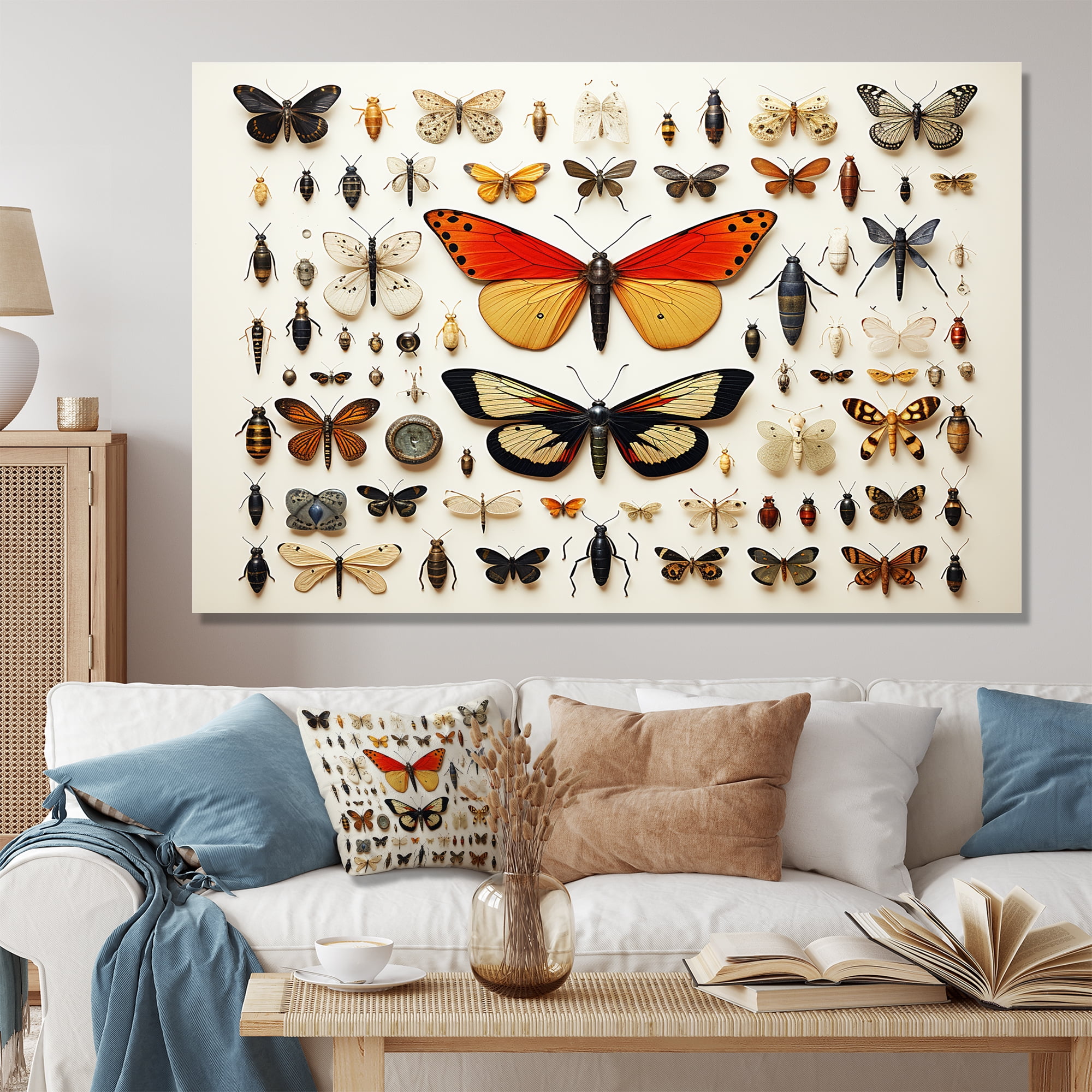 Designart "Insects and Bugs in Orange Tones" Extra Large Animals Wall ...
