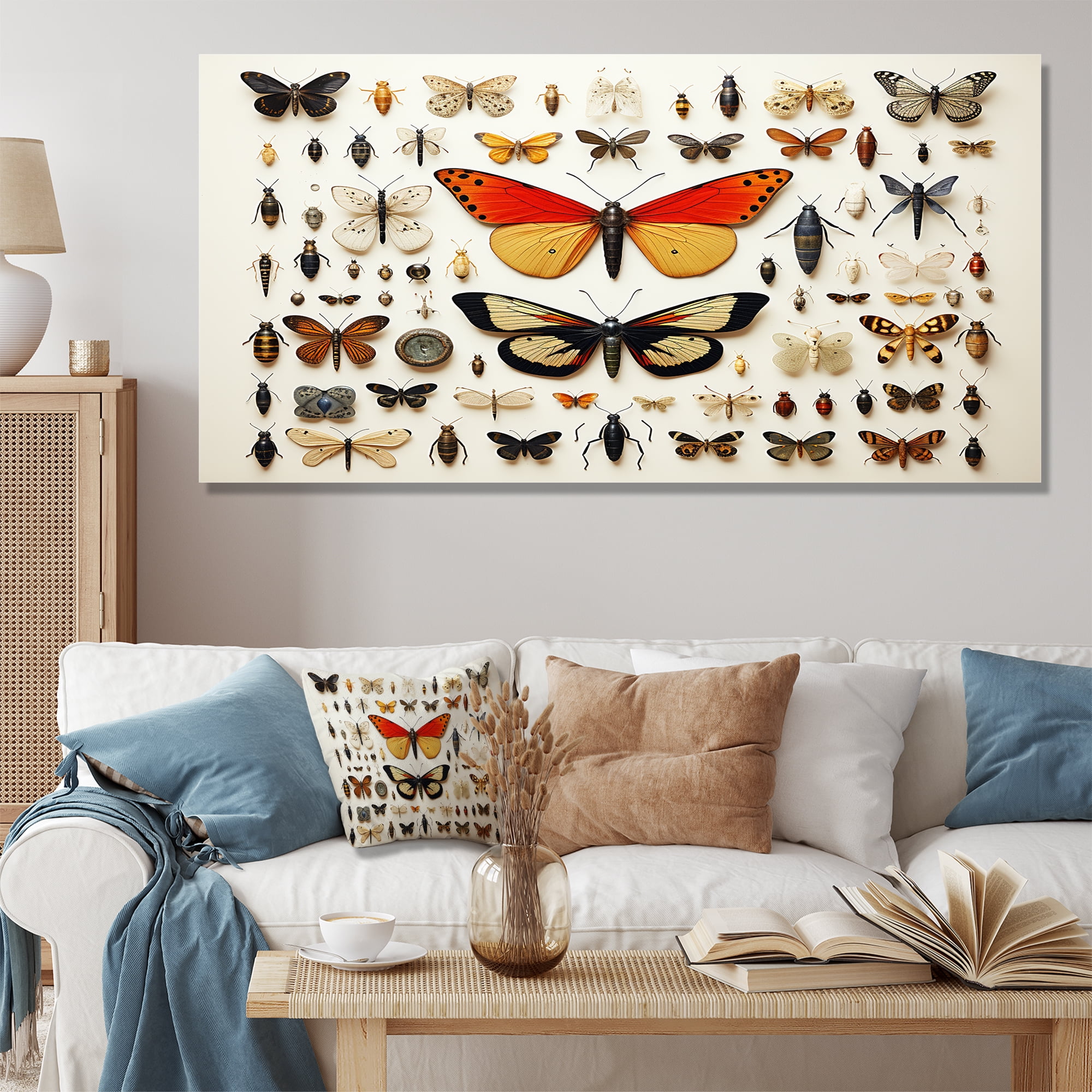 Designart "Insects and Bugs in Orange Tones" Extra Large Animals Wall ...