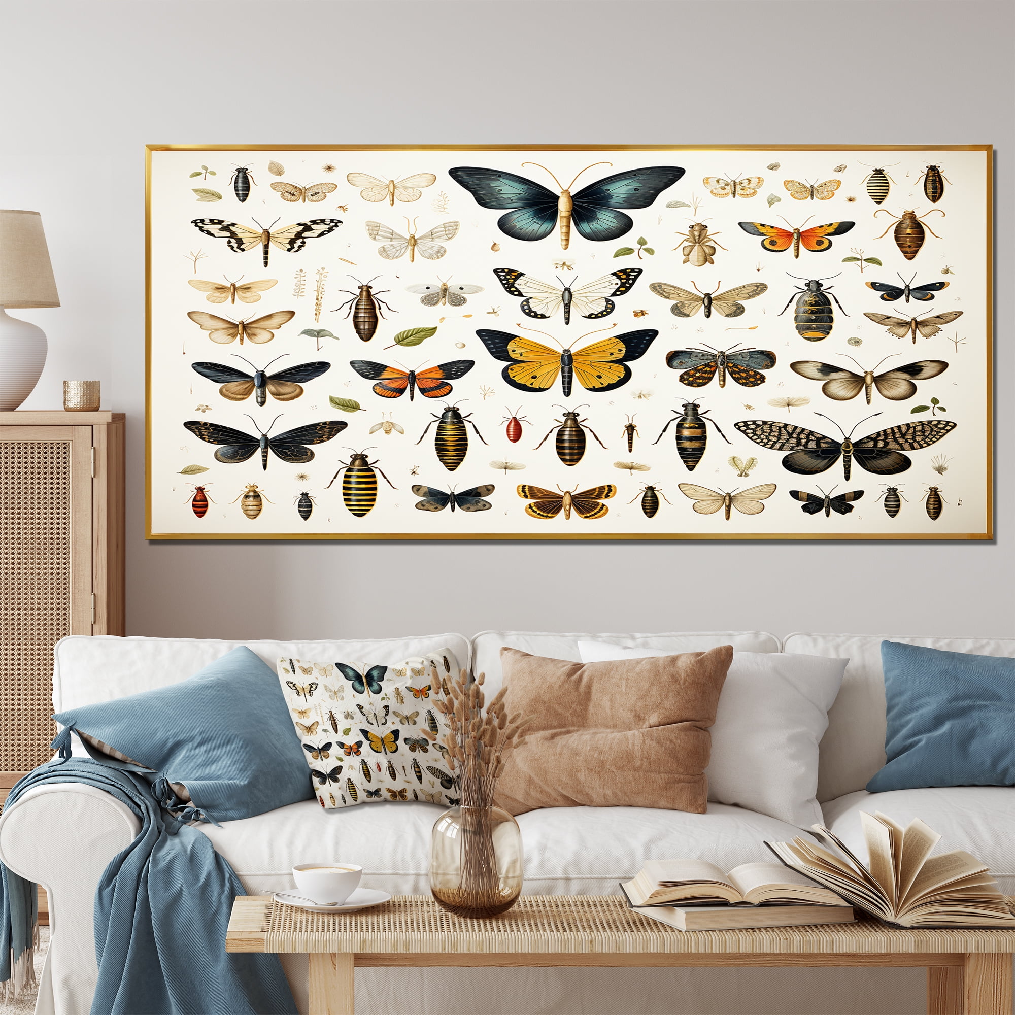 Designart "Insects and Bugs in Yellow and Blue" Extra Large Animals ...