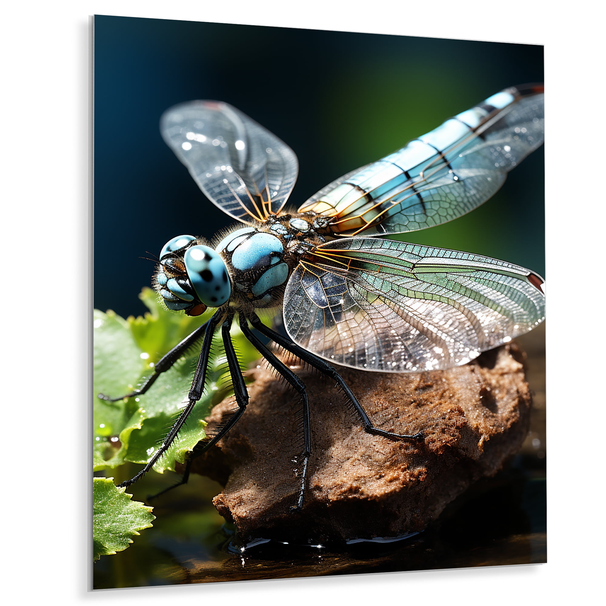 Designart "Insects in Flight White Dragonfly" Animals Metal Wall Art ...
