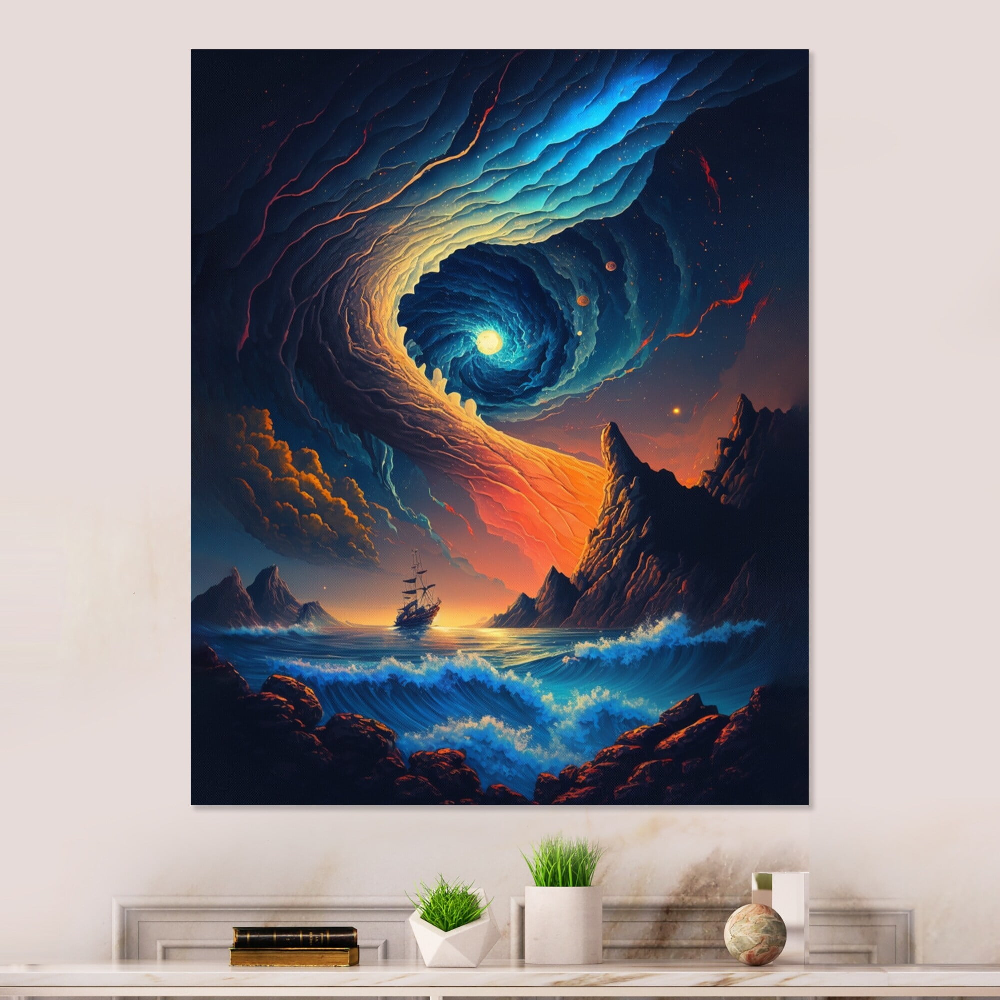 Designart "Inspiring Moonlight Outer Space III" Space Landscapes Metal ...