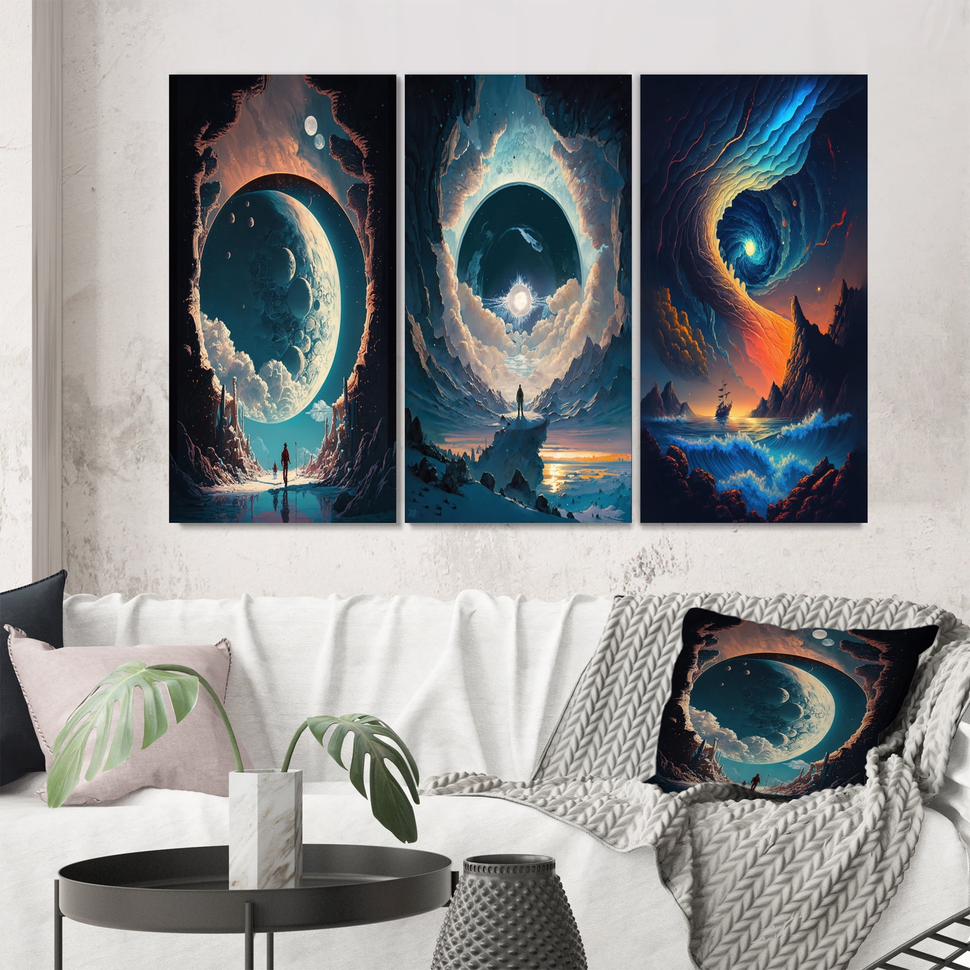 Designart "Inspiring Moonlight Outer Space III" Space Landscapes Wall ...