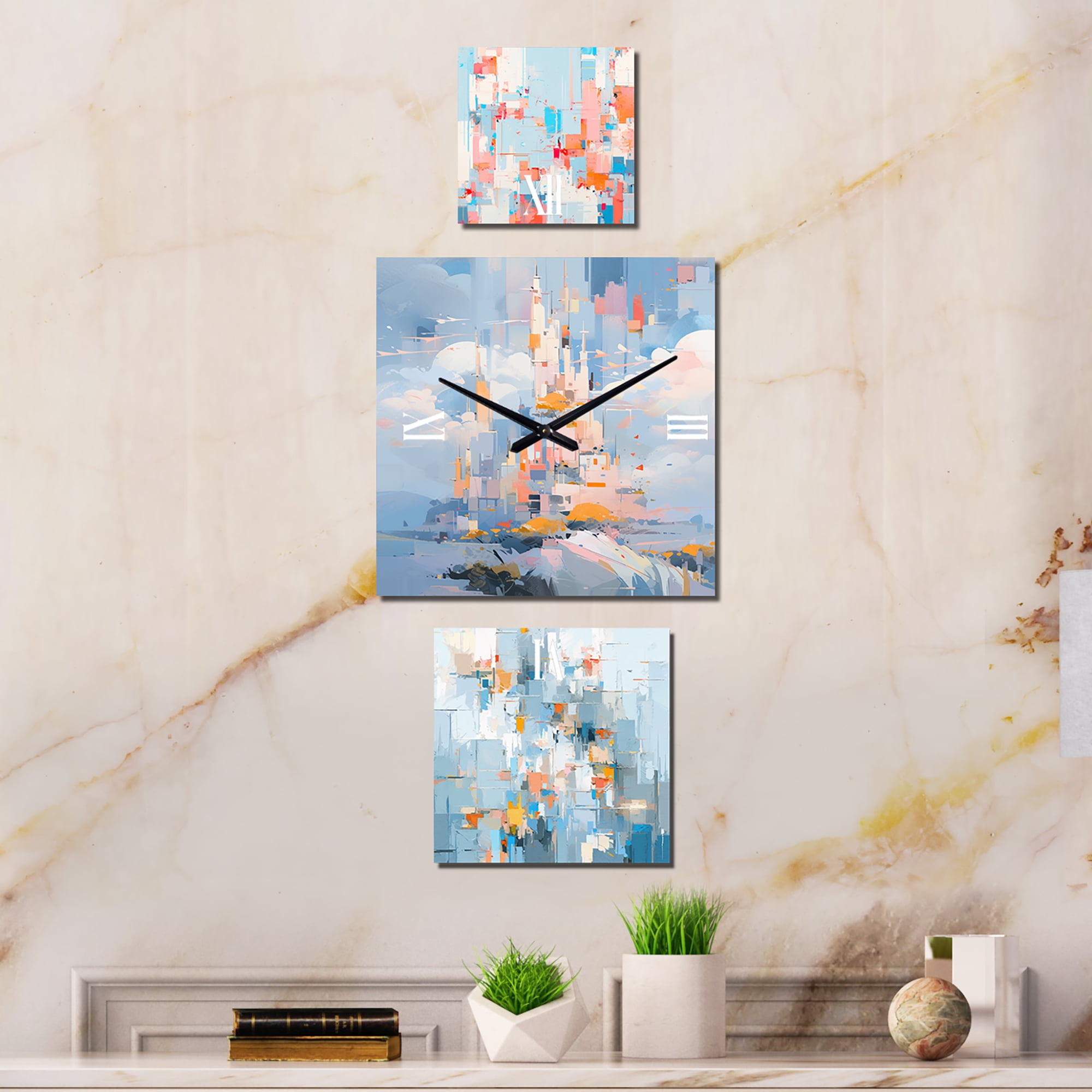 Designart "Interlocking Perspectives Blue Orange Vision" Cubism ...