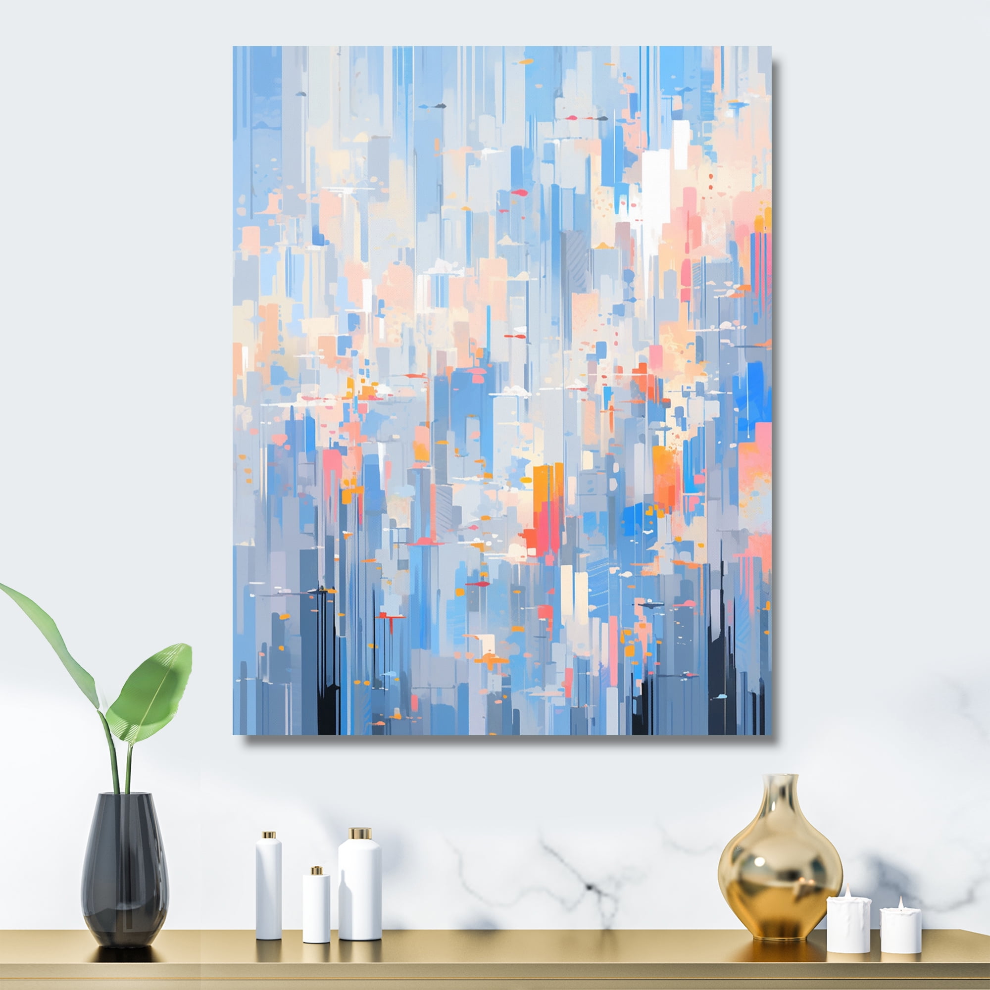 Designart "Interlocking Perspectives Blue Pink Fusion" Cubism Metal Art ...