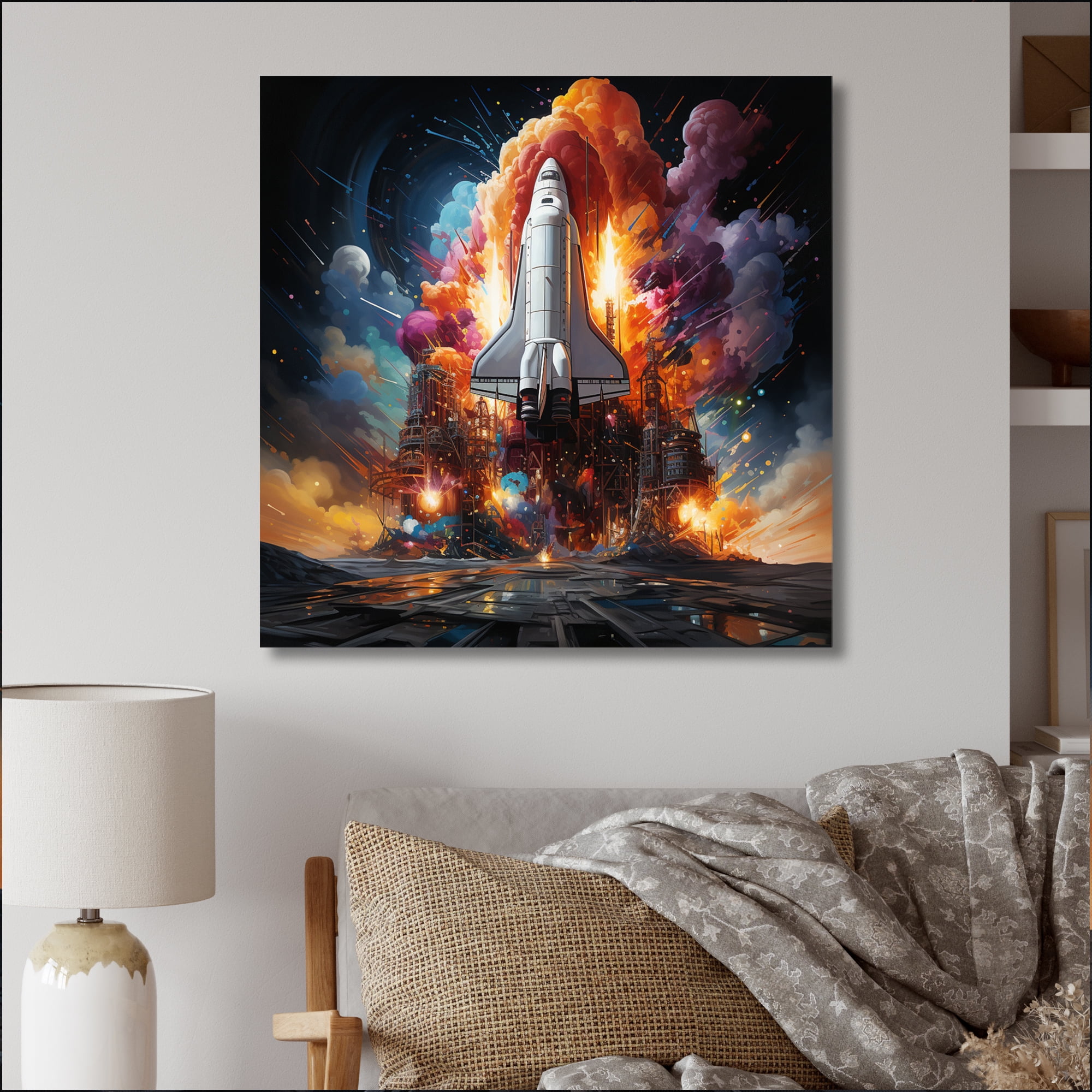 Designart "Interstellar Fusion of a Rocketship" Transportation Wall Art ...