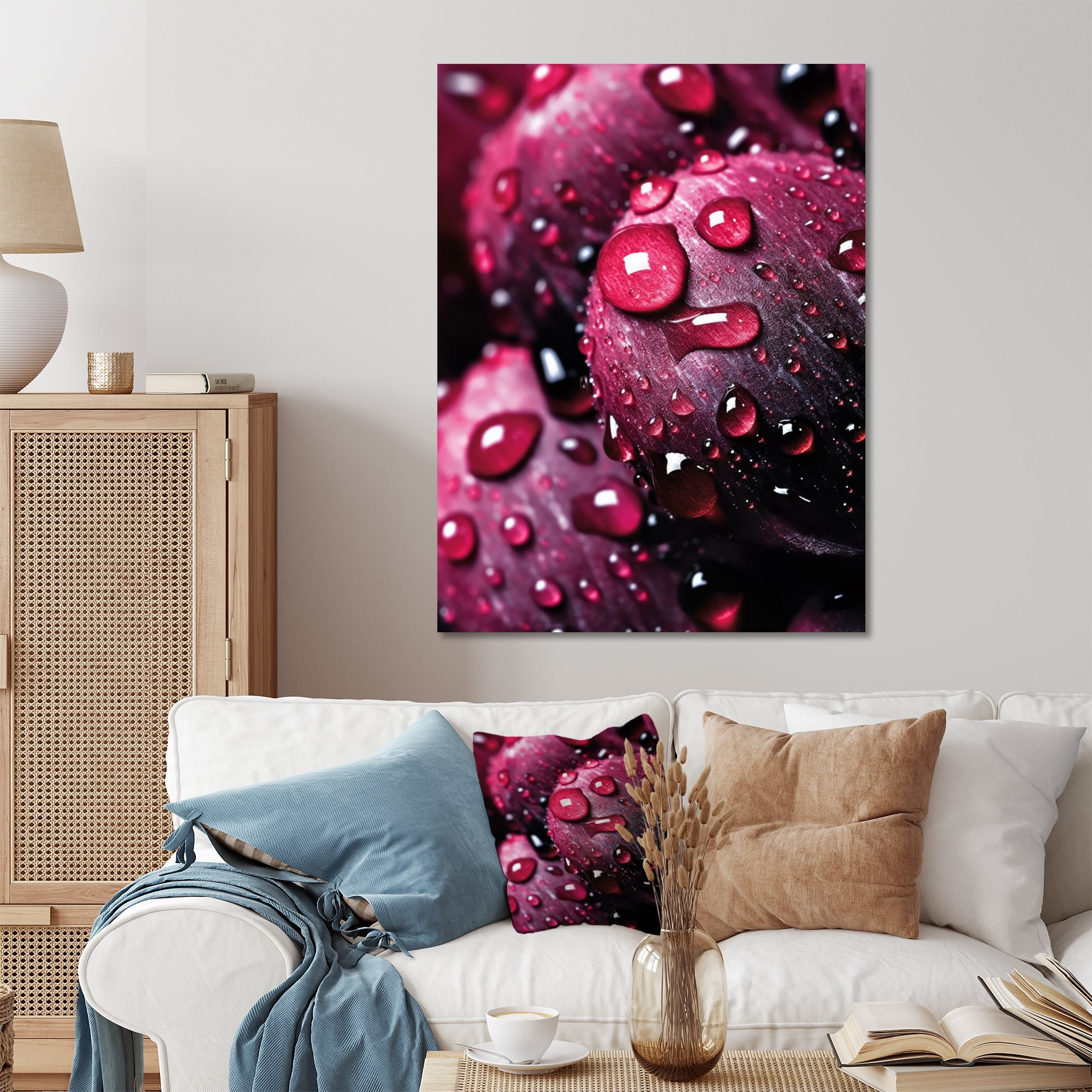 Designart "Intimate Red Rose with Raindrops XI" Roses Metal Wall Decor ...