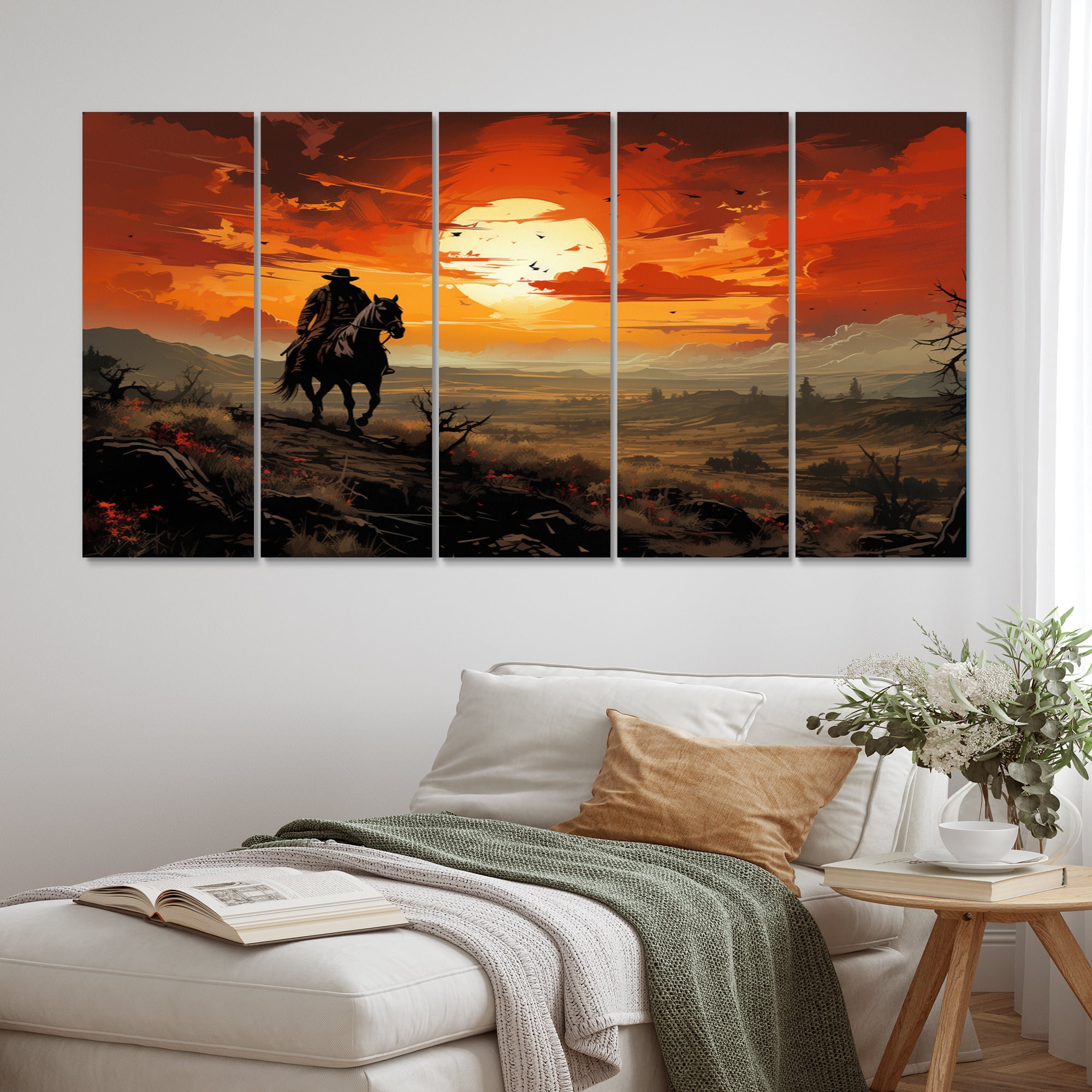 Designart "Into The Cowboy Riding wall art I" Cowboys Metal Wall Art ...