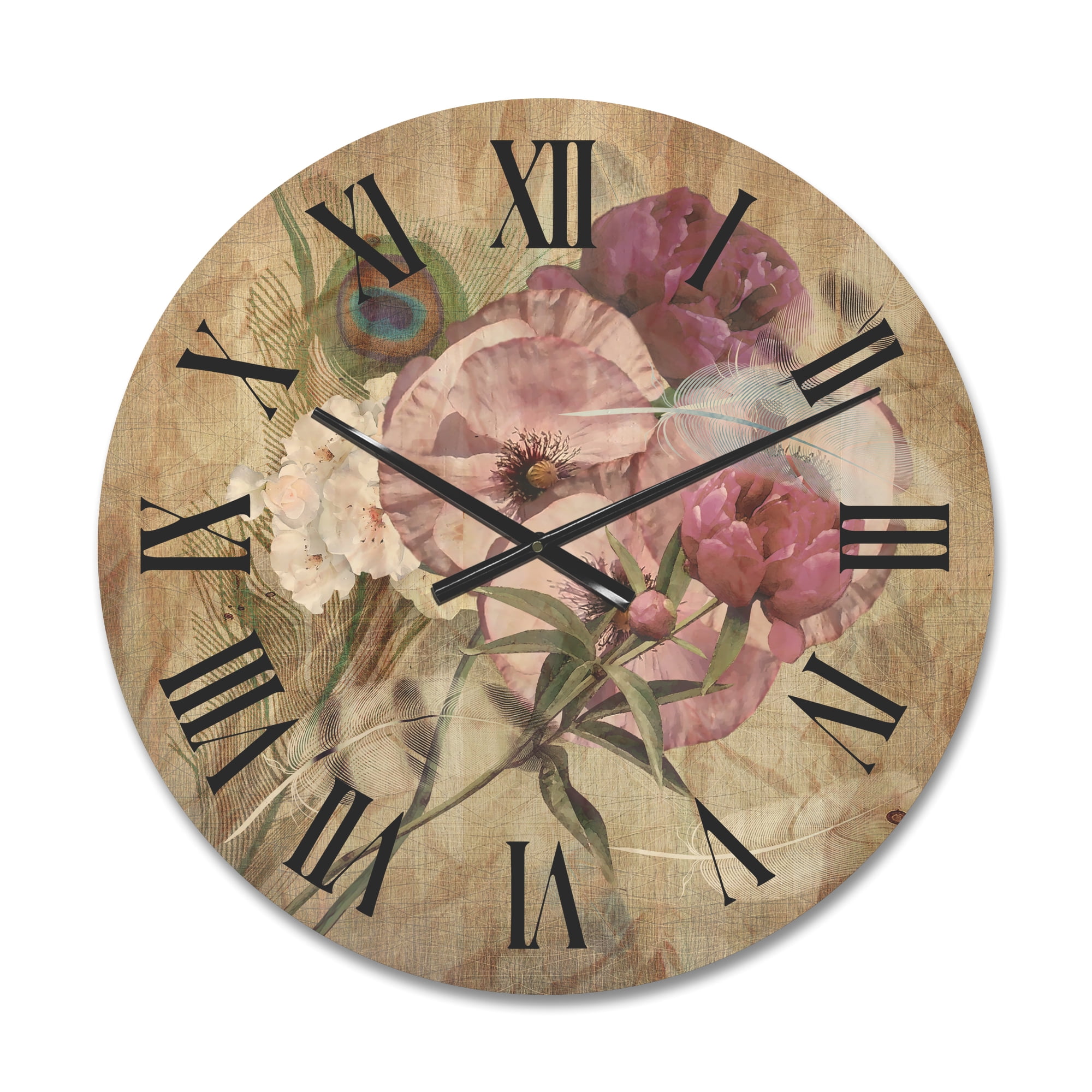 Designart 'Iris Bouquet Floral Design With Peacock Feather' Traditional ...
