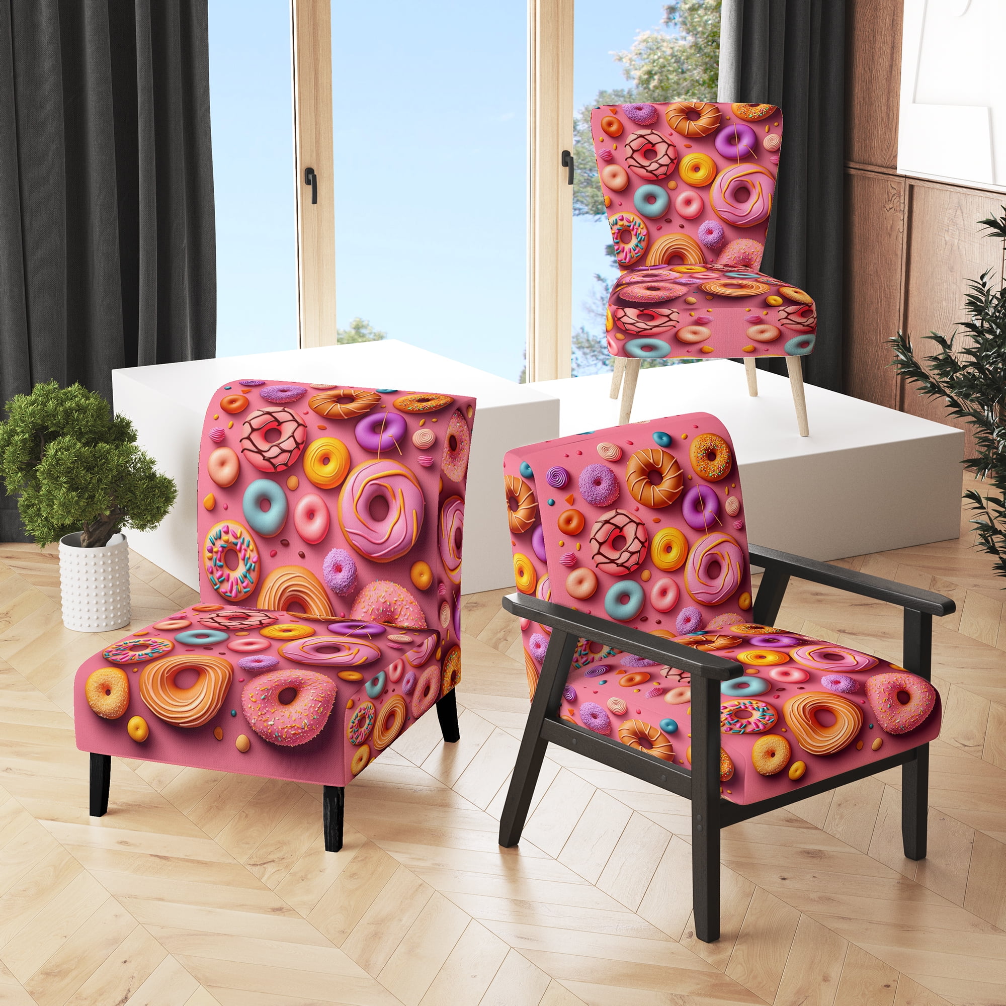 Designart "Irresistible Donut Delights in Color I" Pink Food Donuts ...