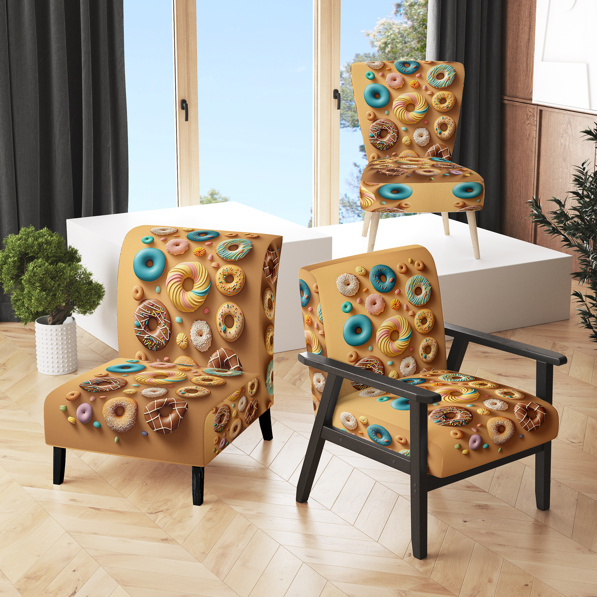 Designart "Irresistible Donut Delights in Color II" Blue Food Donuts ...