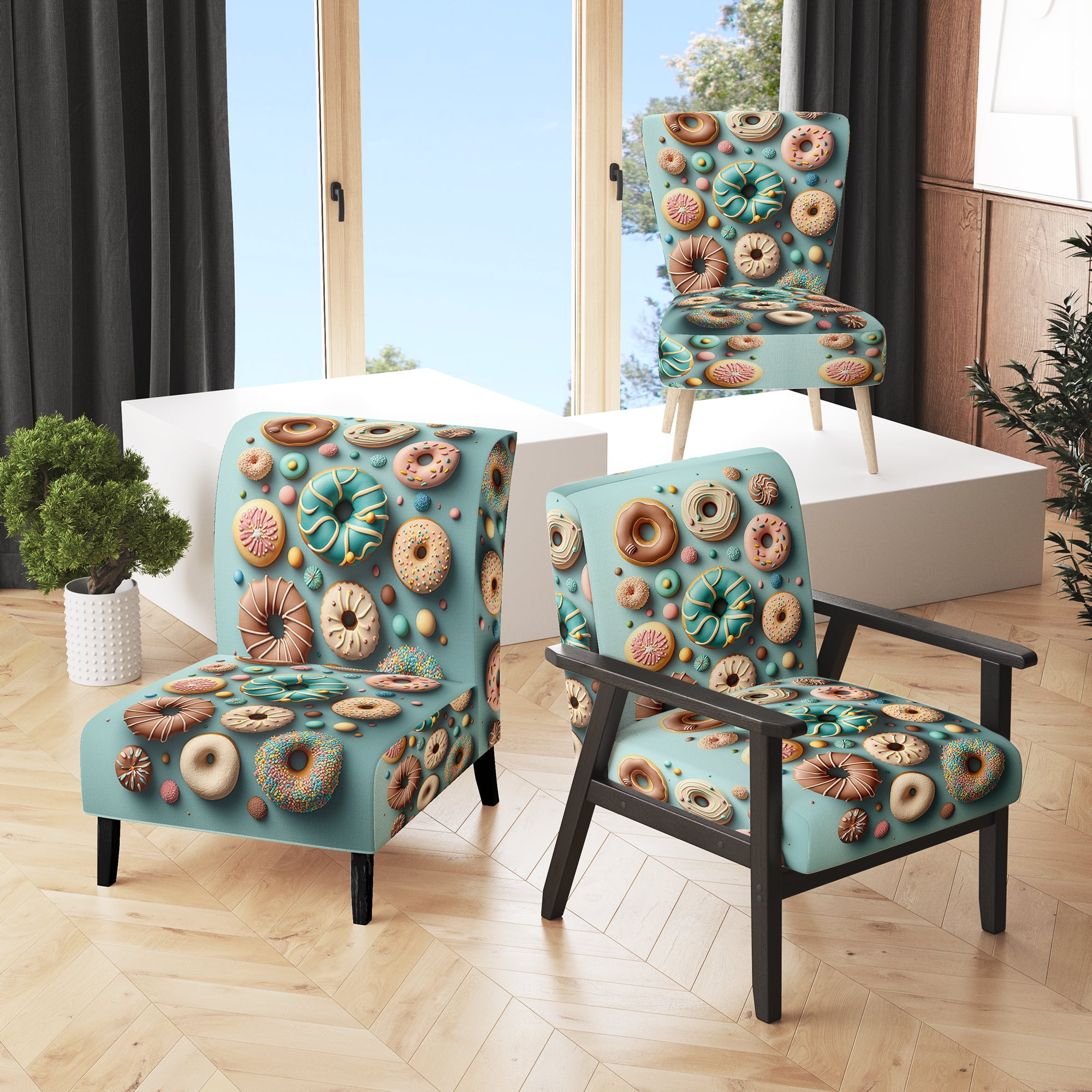 Designart "Irresistible Donut Delights in Color V" Blue Food Donuts ...