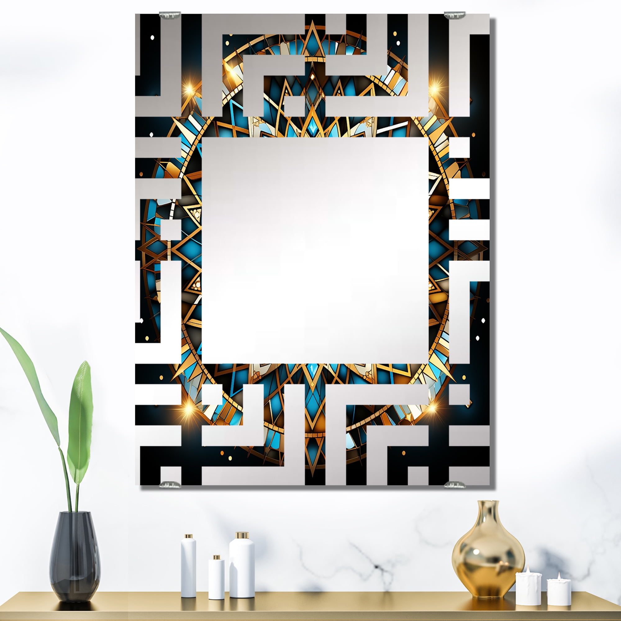 Designart "Islamic Mandala in Blue and Gold II" Islam Oversized Wall ...