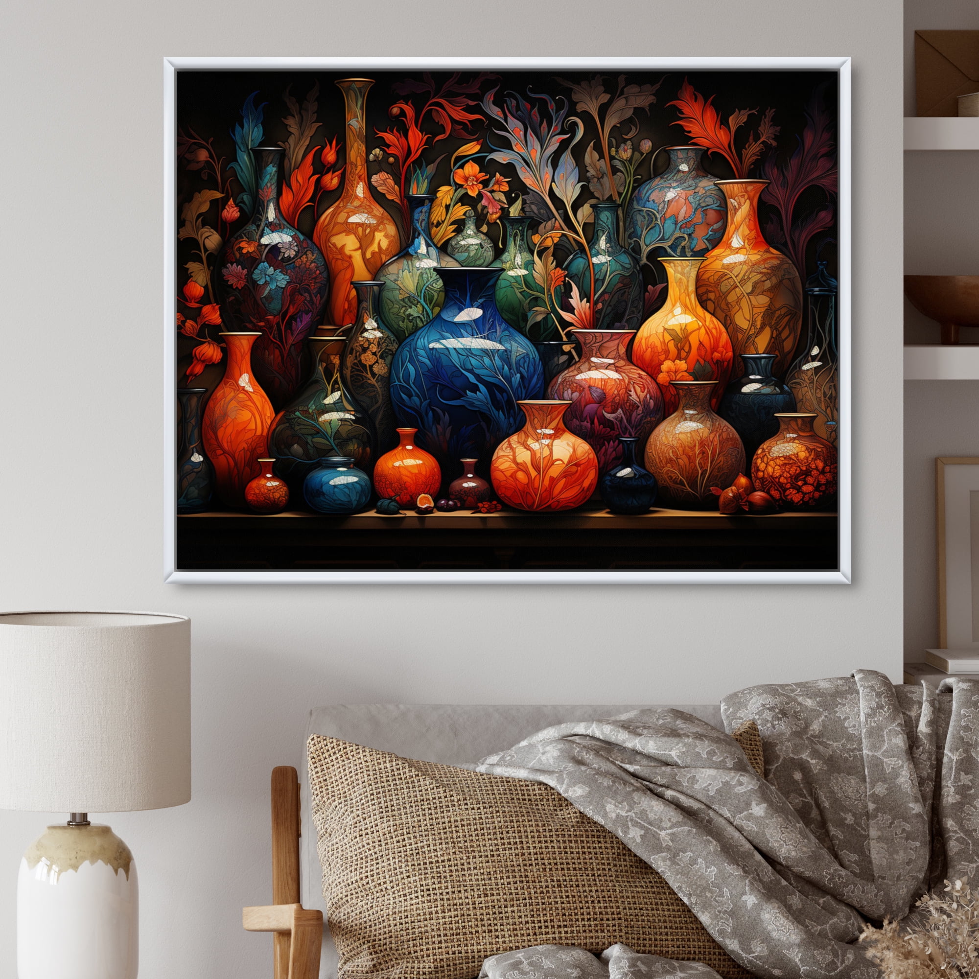 Designart "Islamic Pottery Islam wall art I" Islamic Floater Framed ...