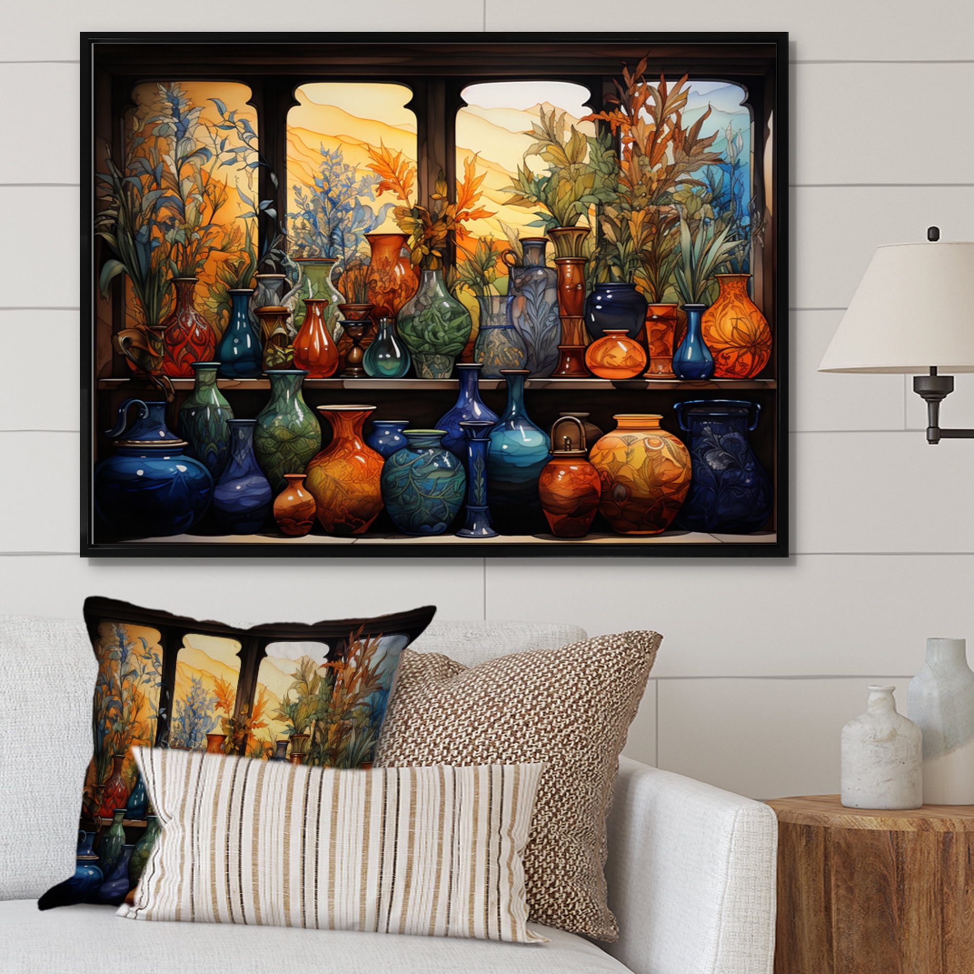 Designart "Islamic Pottery Islam wall art II" Islamic Floater Framed ...