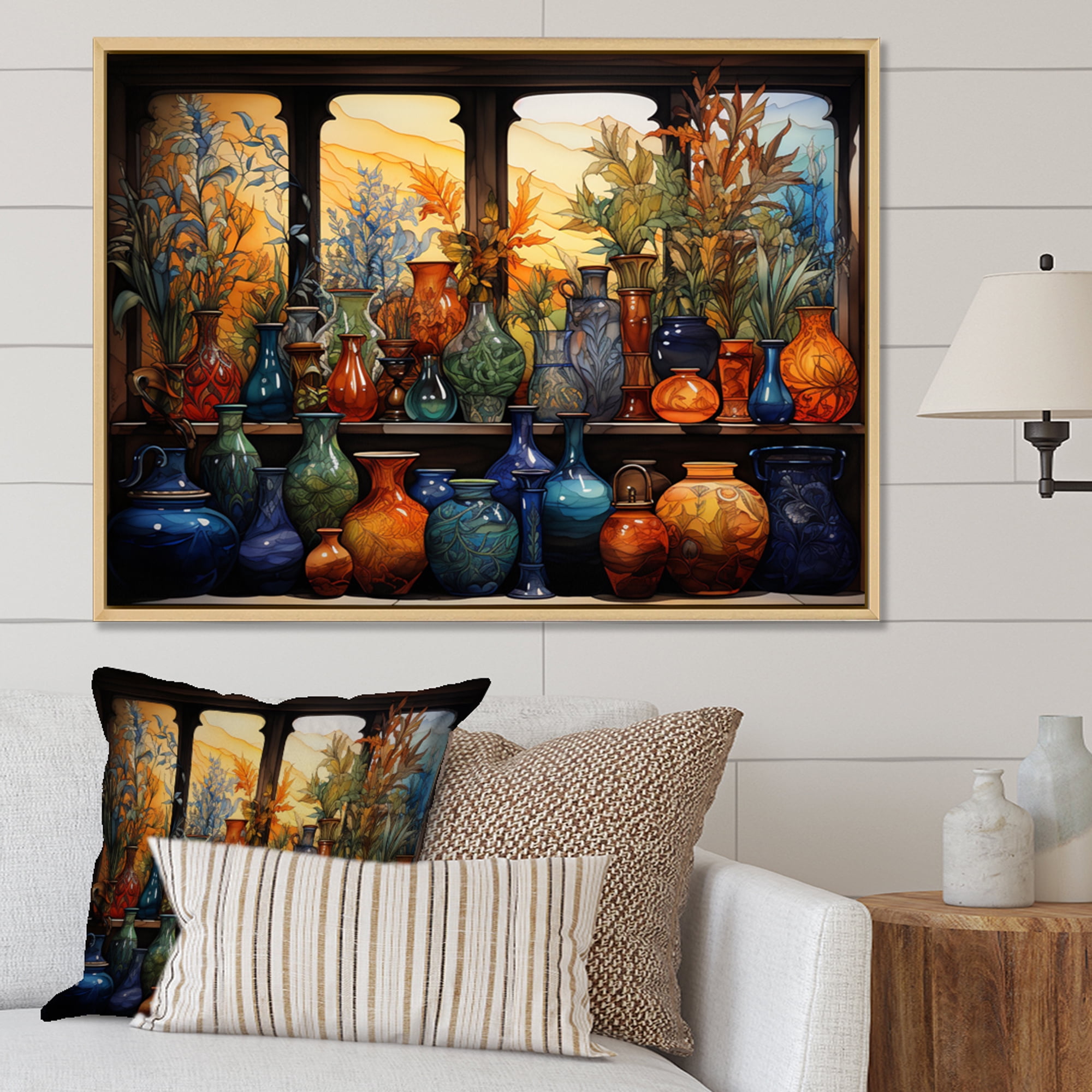 Designart "Islamic Pottery Islam wall art II" Islamic Floater Framed ...
