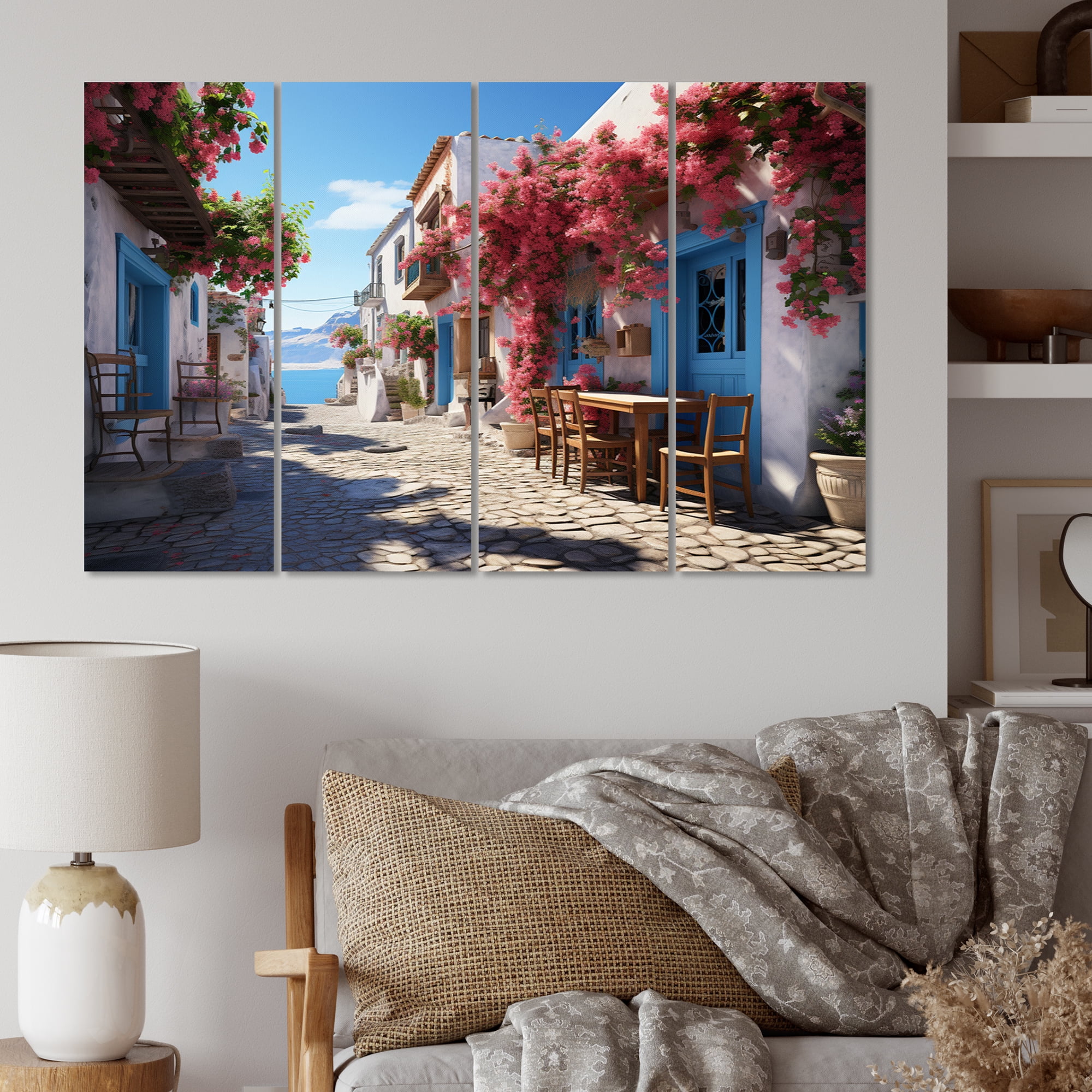 Designart "Island Rhapsody Greece Greek painting" Landscapes Metal Wall ...