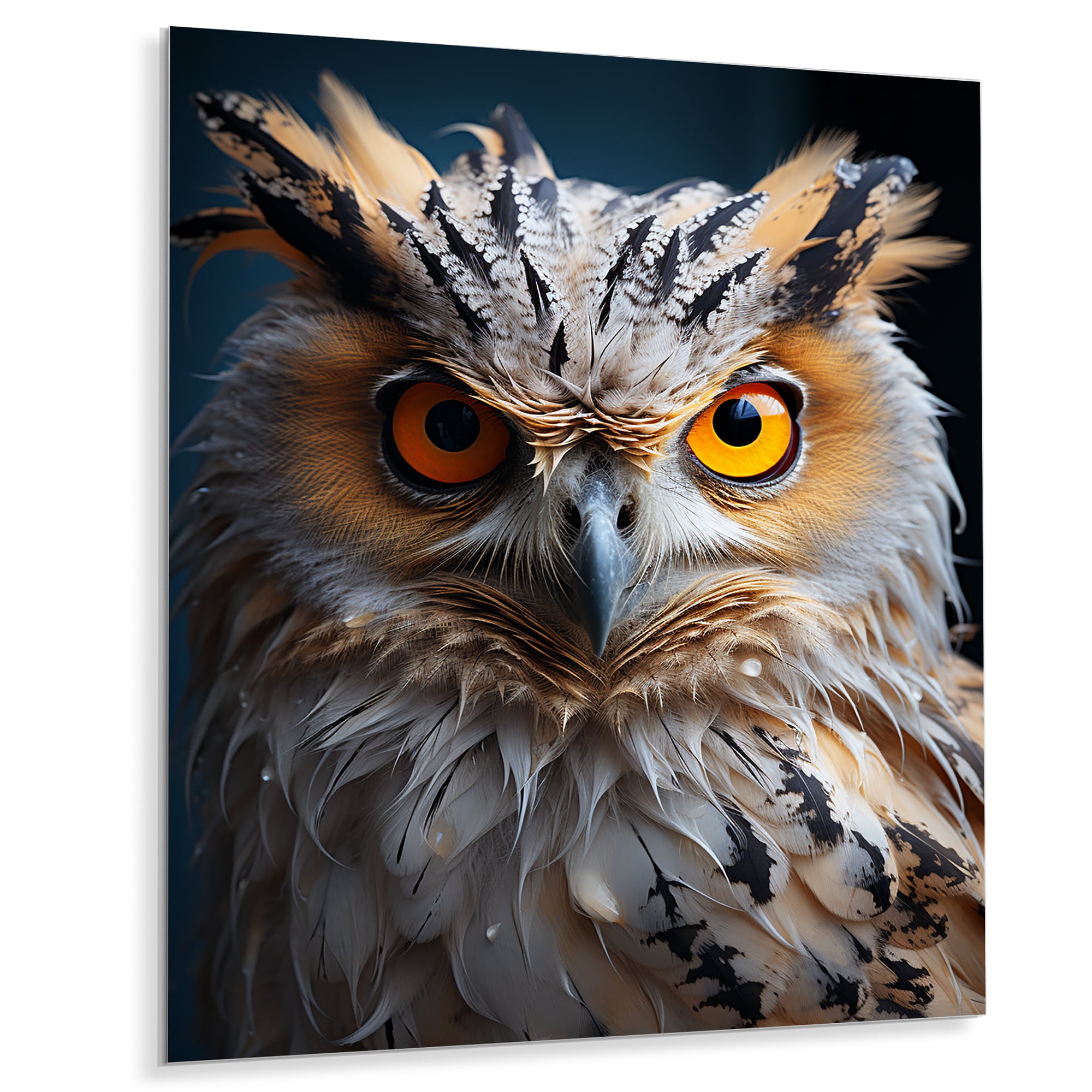 Designart "Ivory Gold Creature Nightbird" Animals Owl Metal Wall Decor ...